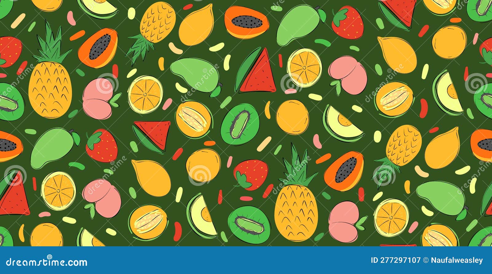 Summer fruit pattern BB stock vector. Illustration of textile - 277297107