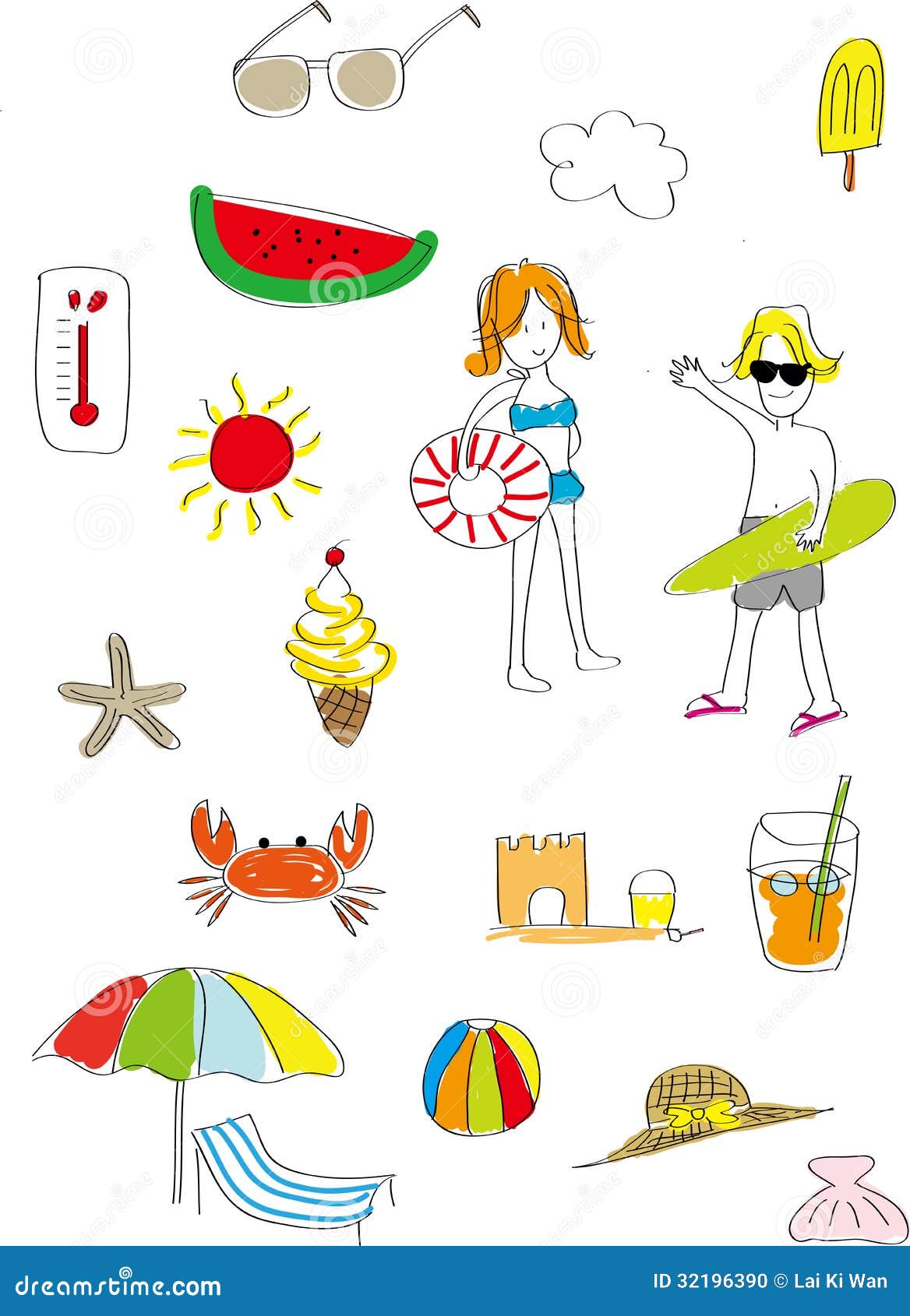 Summer Fun Icon stock vector. Illustration of skate, starfish - 32196390
