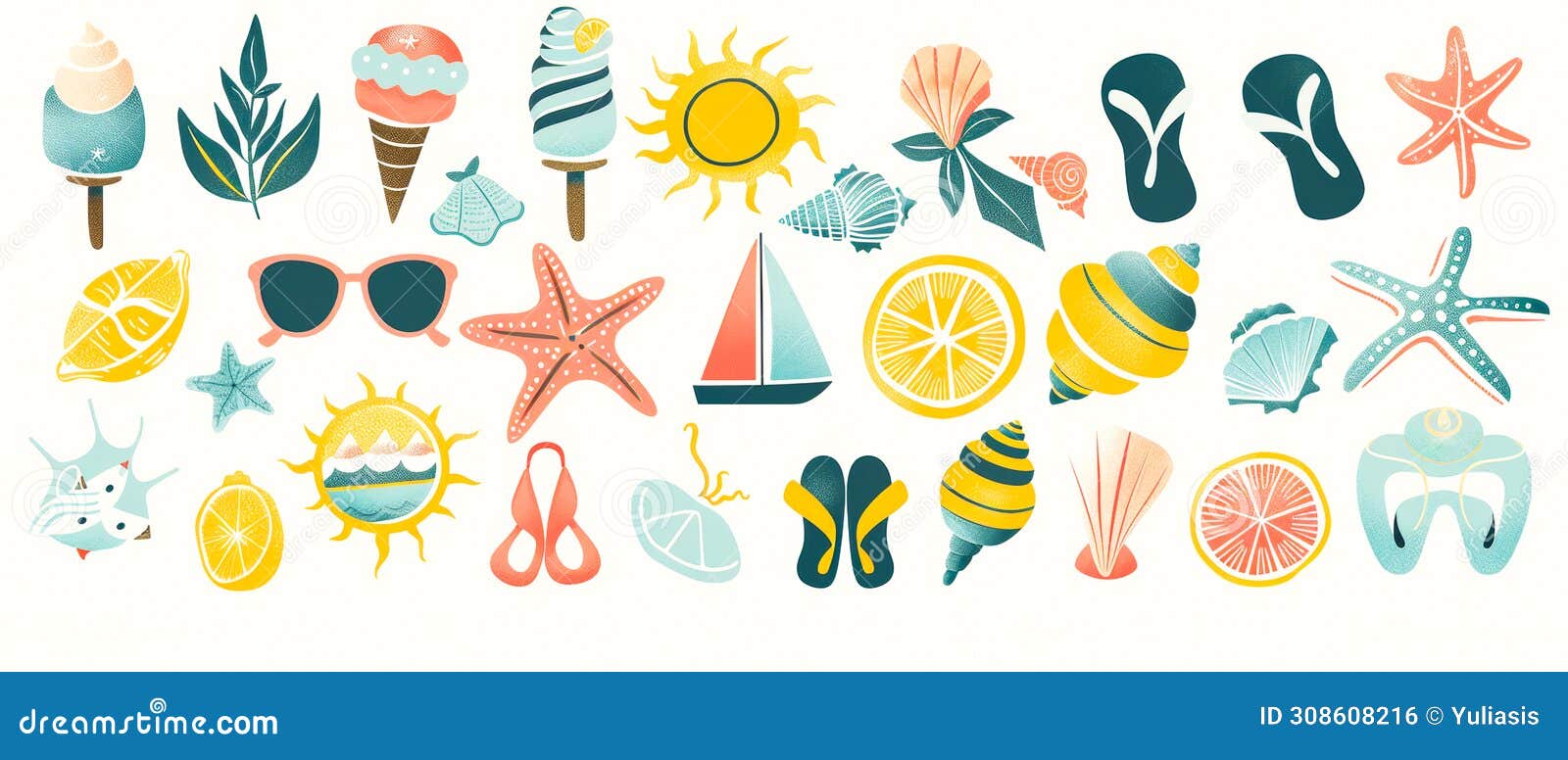 Summer Fun Pattern for Textile, Posters, Cards on White Background ...