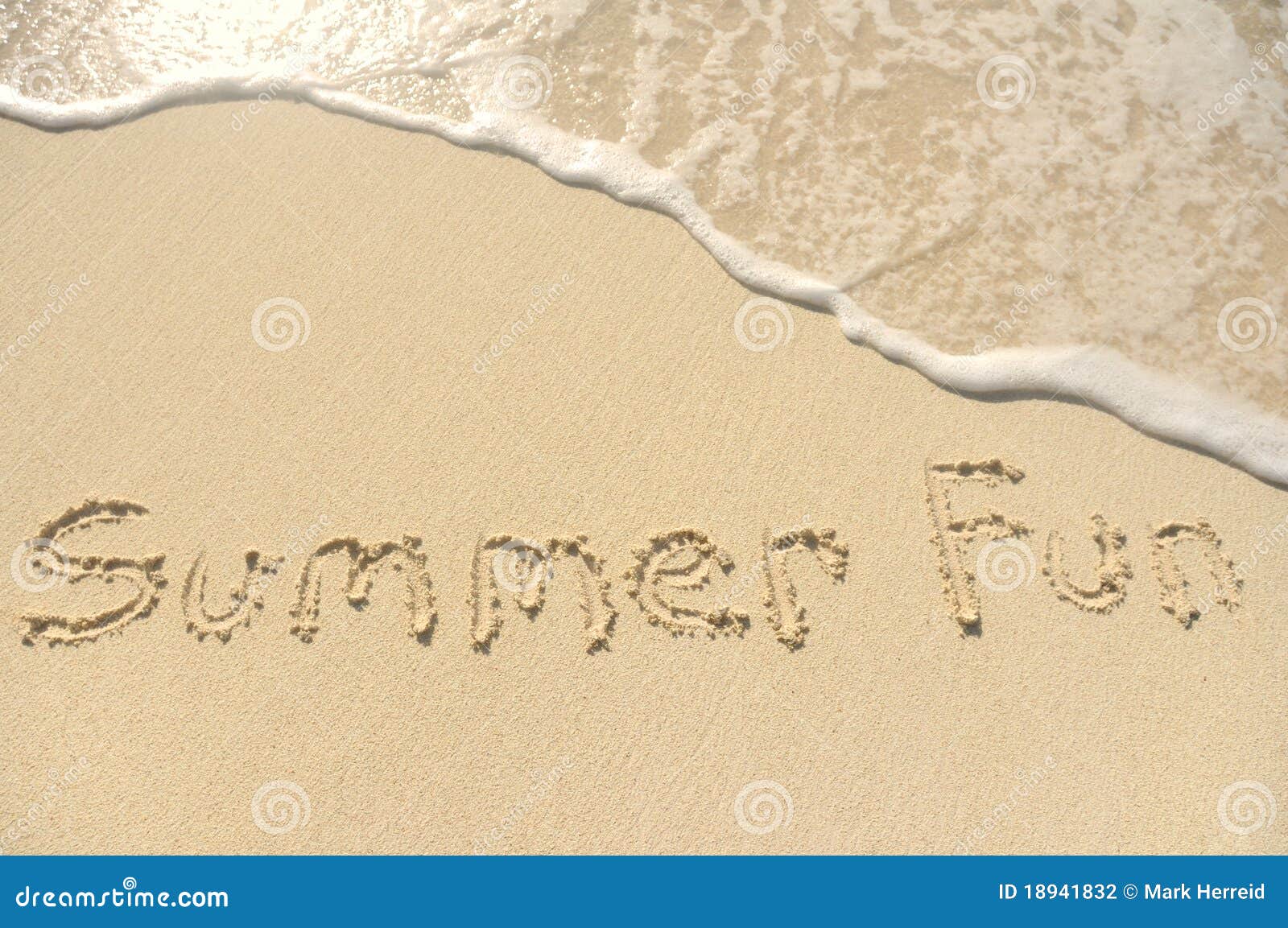 Summer Fun Written in Sand on Beach Stock Photo - Image of sandy, text ...