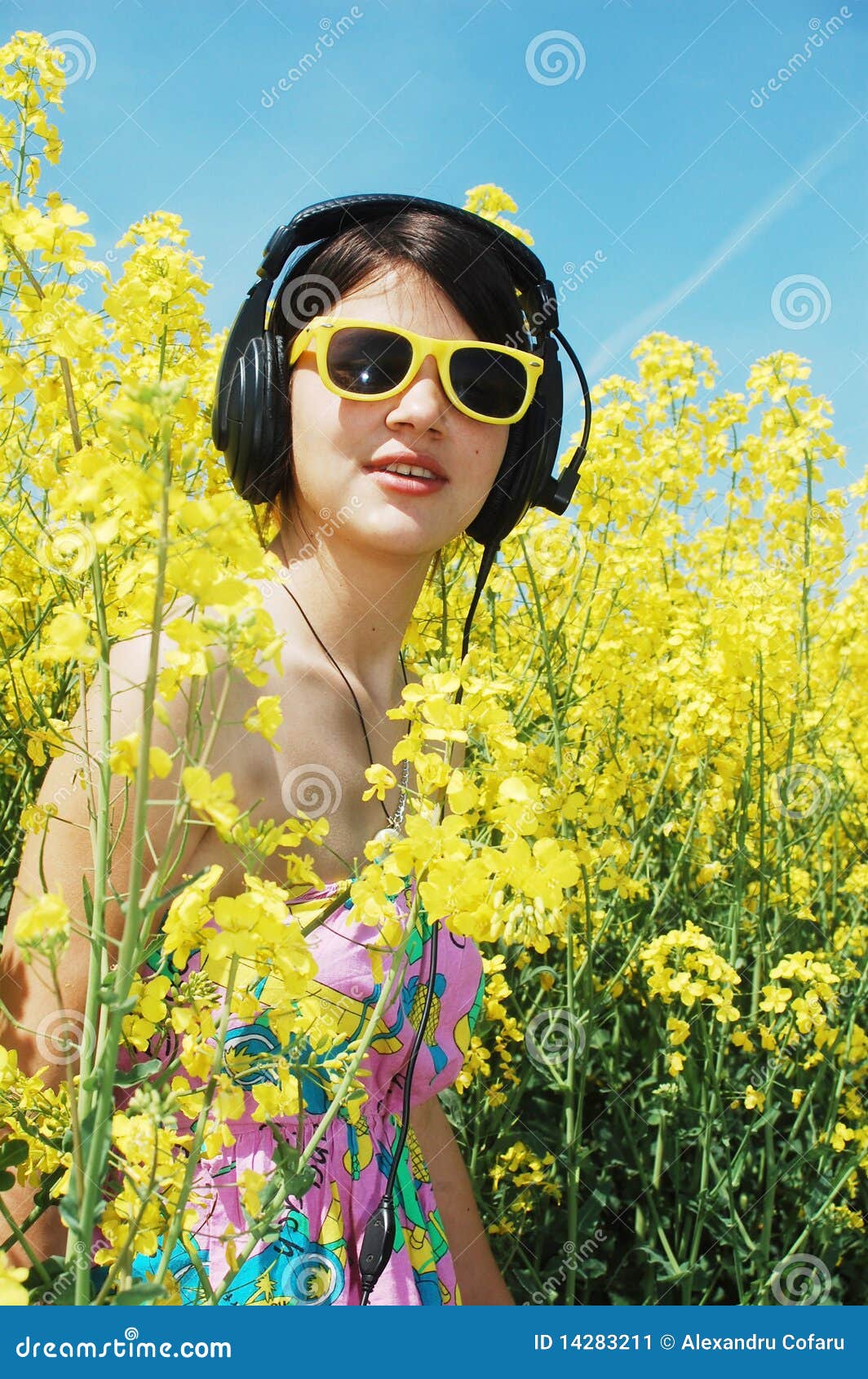 Summer girl stock image. Image of bloom, eyes, grass - 14283211