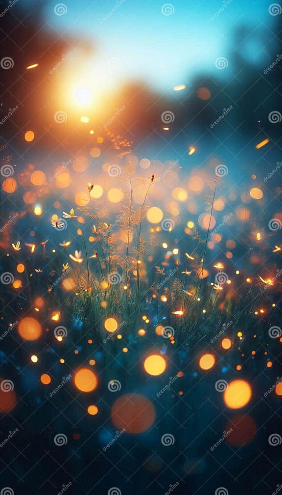 Summer Glow Close-Up of Fireflies Lighting Up a Twilight Meadow Stock ... Summer Glow Close-Up of Fireflies Lighting Up a Twilight Meadow Stock ...