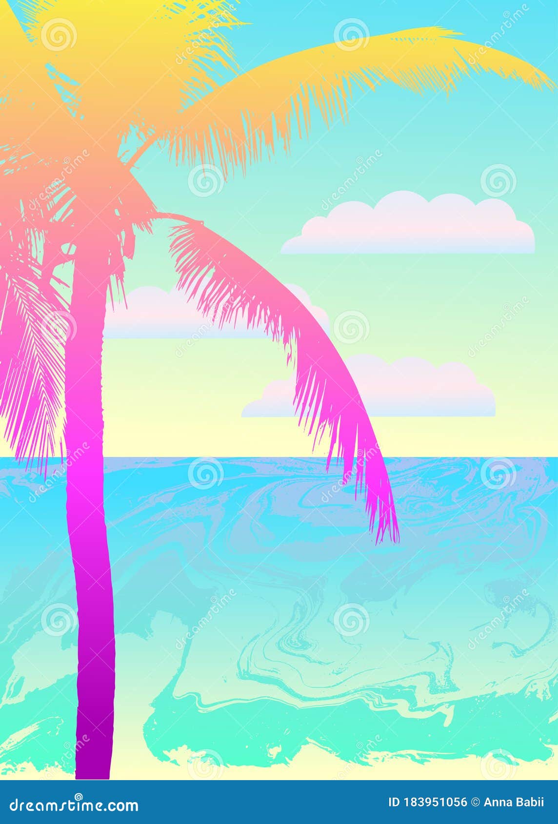 Summer Gradient Silhouette Palm Tree Leaf Background. Vector ...