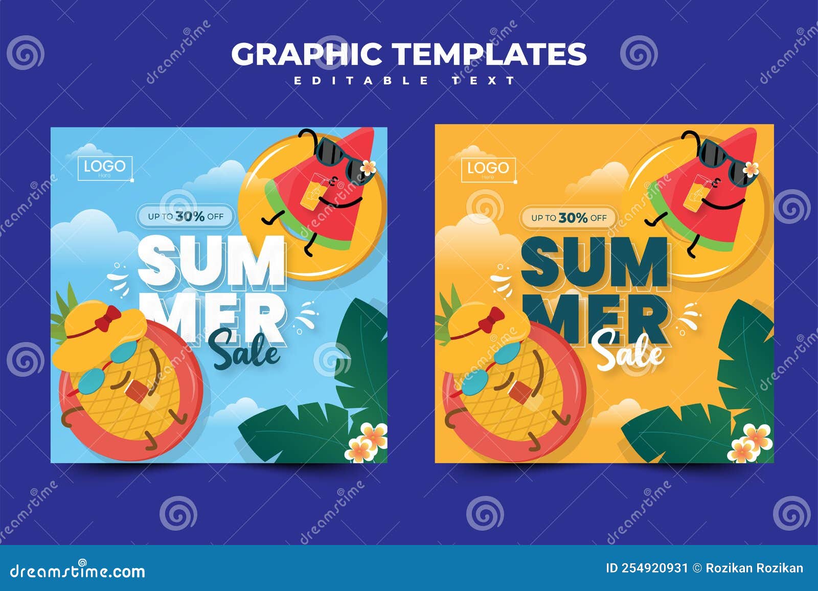 Summer Graphic Template Editable Stock Vector - Illustration of party ...