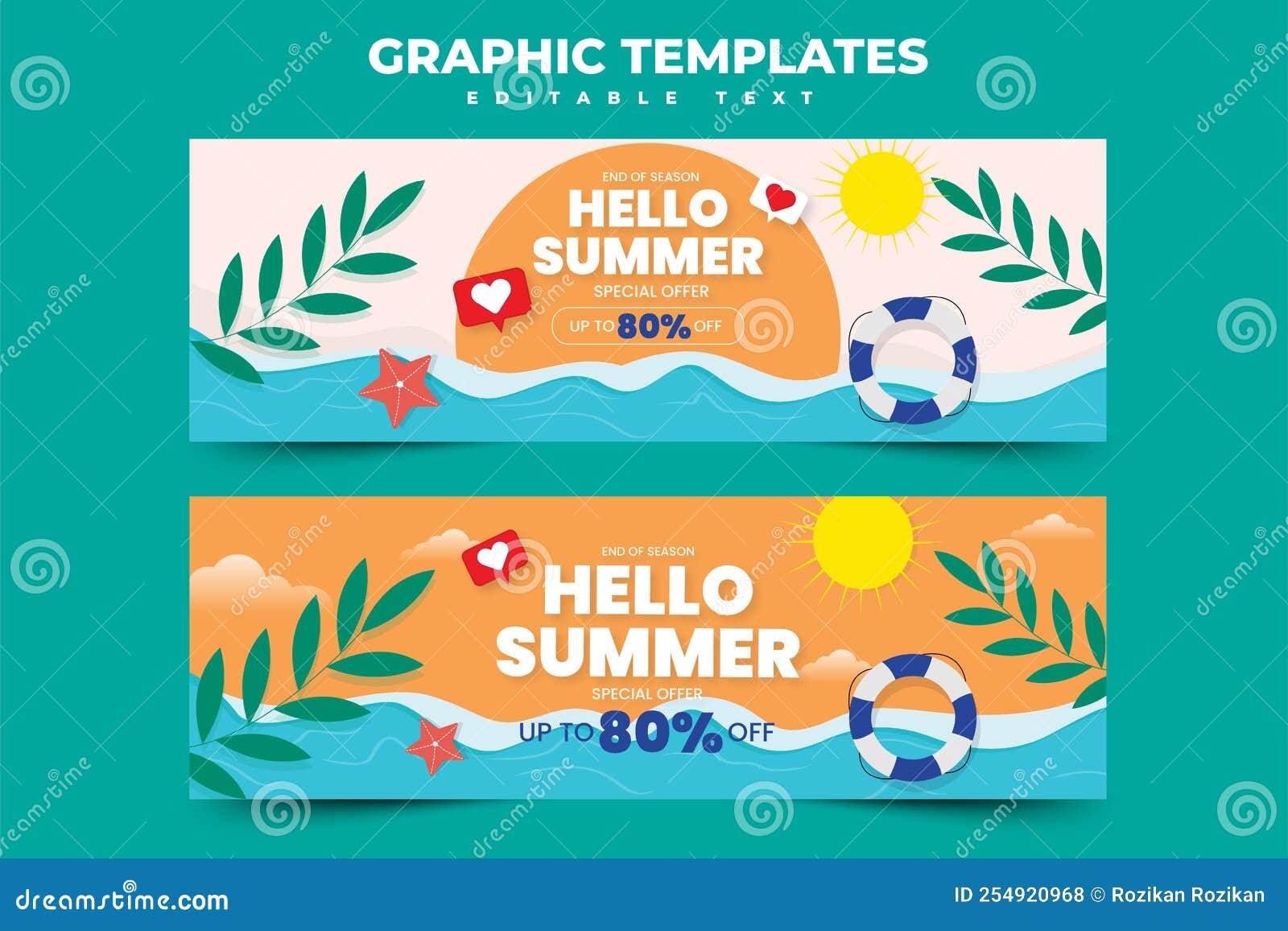 Summer Graphic Template Editable Stock Vector - Illustration of poster ...