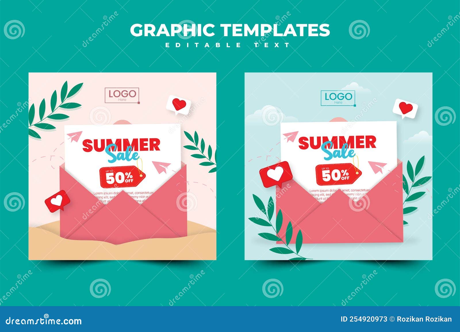 Summer Graphic Template Editable Stock Vector - Illustration of floral ...