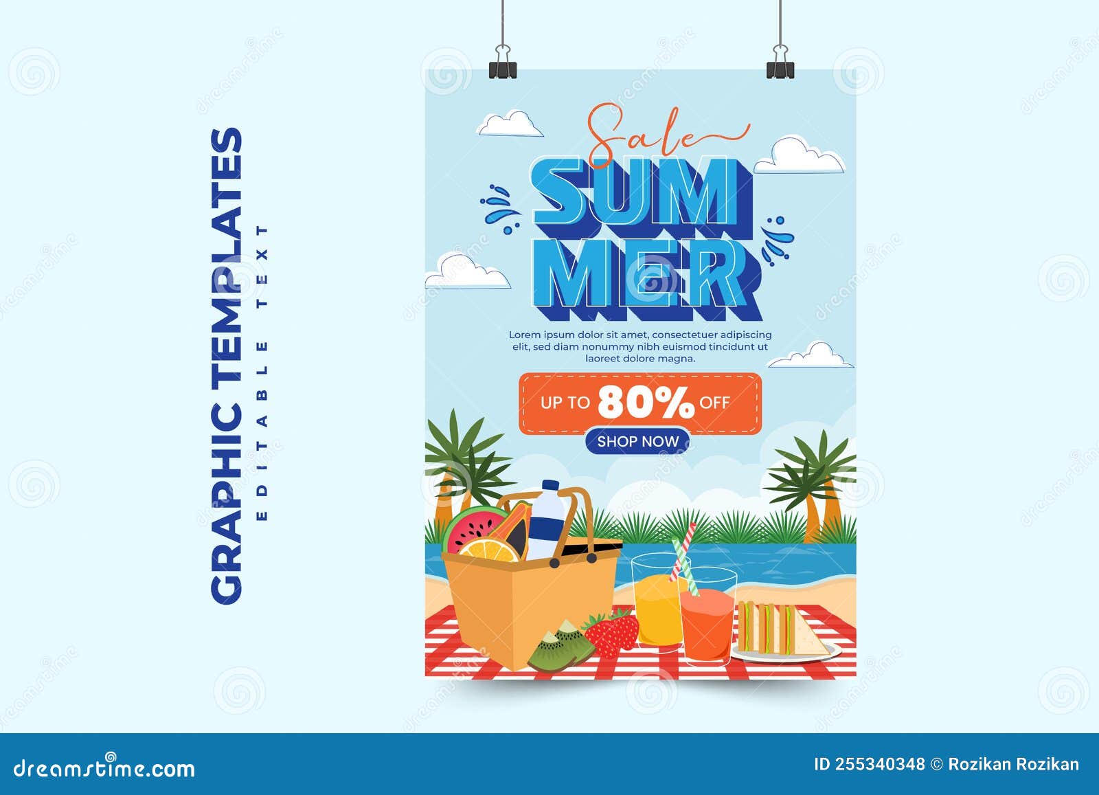 Summer Graphic Template Editable Simple and Elegant Design Stock Vector ...