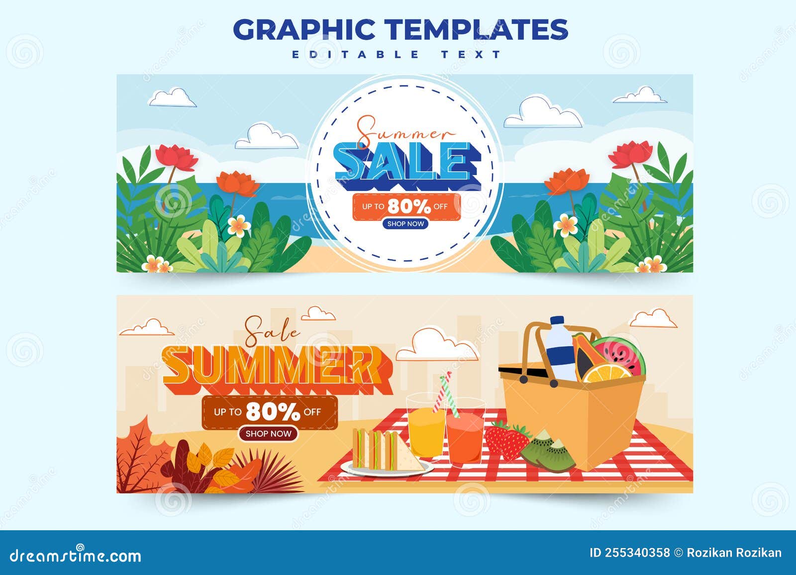 Summer Graphic Template Editable Simple and Elegant Design Stock Vector ...