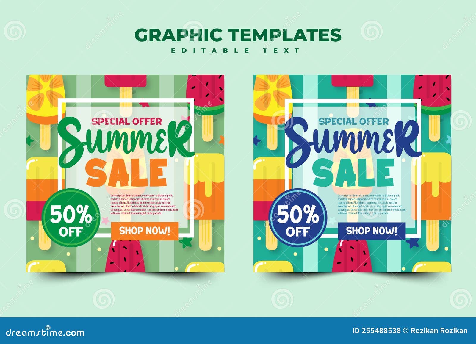 Summer Graphic Template Editable Simple and Elegant Design Stock Vector ...