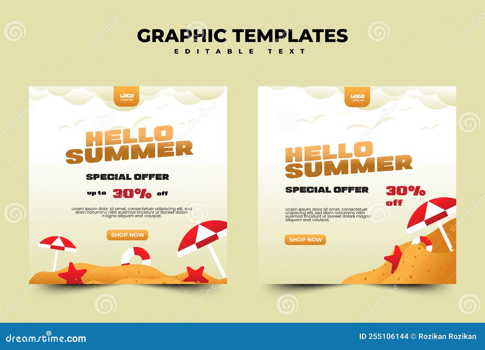 Summer Graphic Template Editable Simple and Elegant Design Stock Vector ...