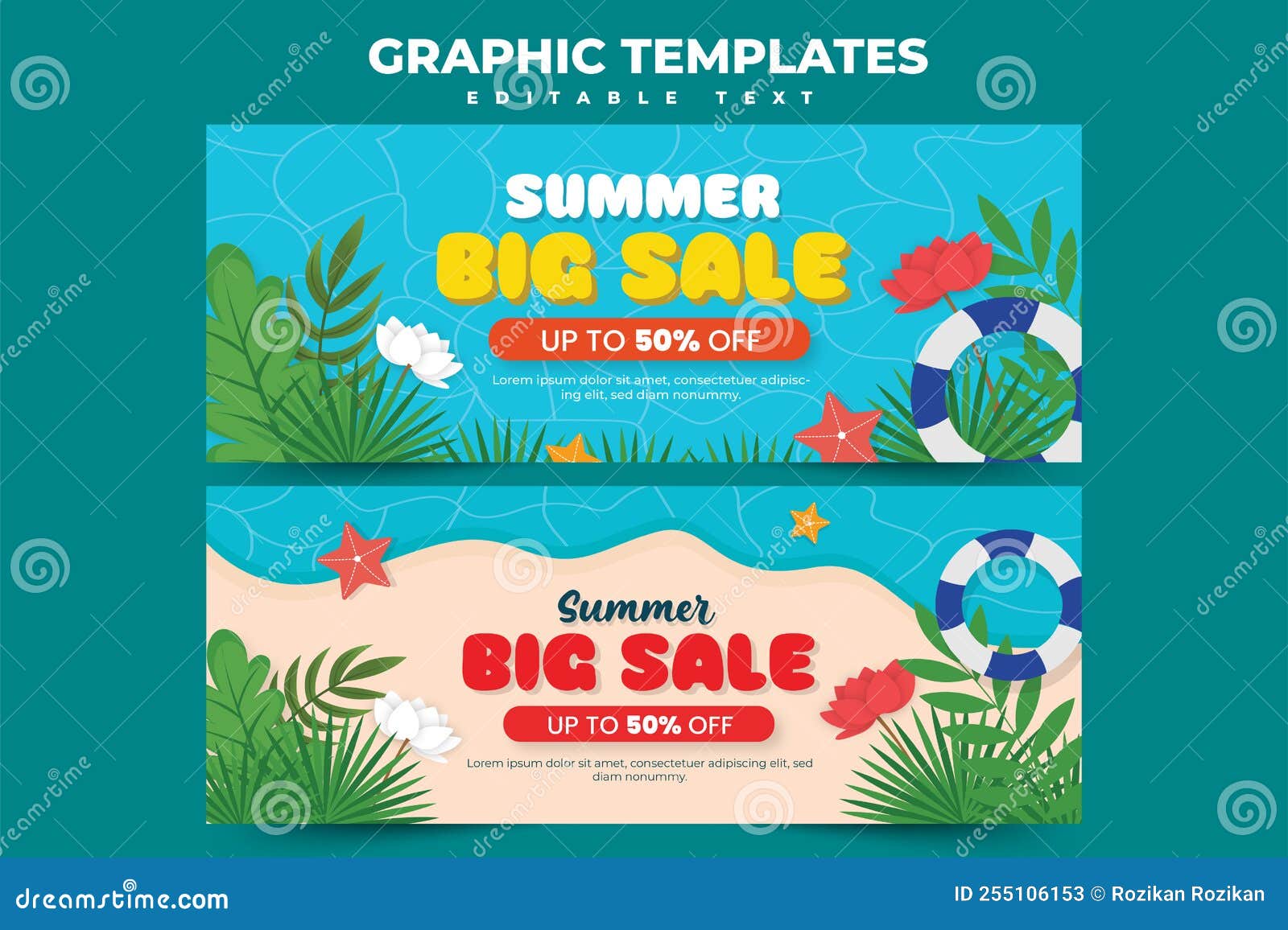 Summer Graphic Template Editable Simple and Elegant Design Stock Vector ...