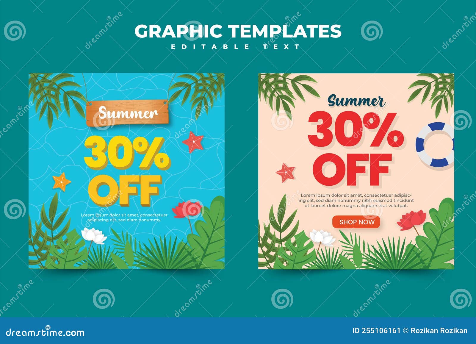 Summer Graphic Template Editable Simple and Elegant Design Stock Vector ...
