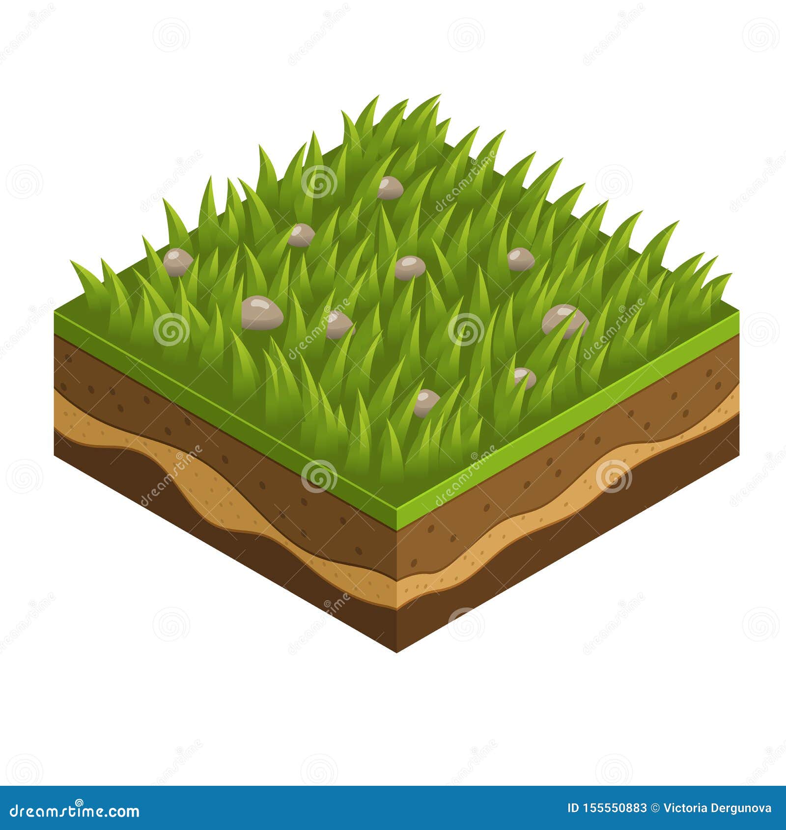 Summer Grass, Soil Tile Layers Isometric Stock Vector - Illustration of ...