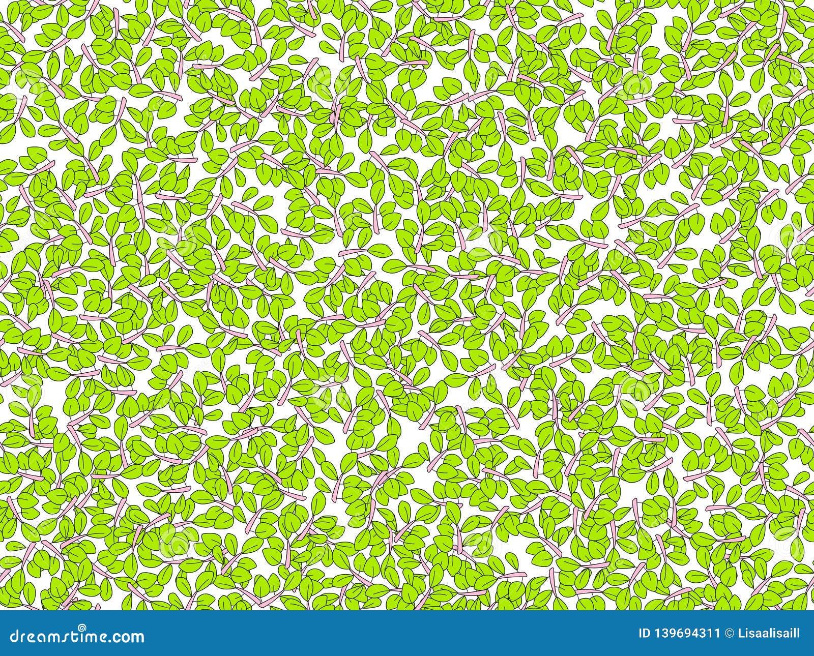 Summer Green Leaves Vector Seamless Pattern. Deciduous Tree Leaf ...