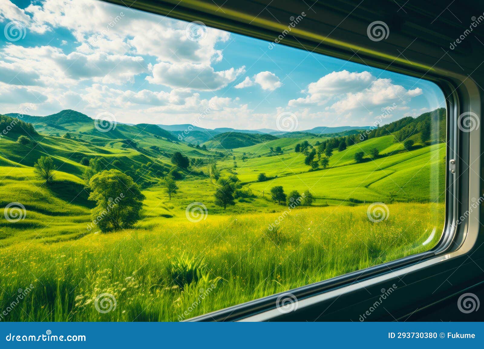 Summer Green Meadow from the Train Window Generative Ai Stock Photo ...