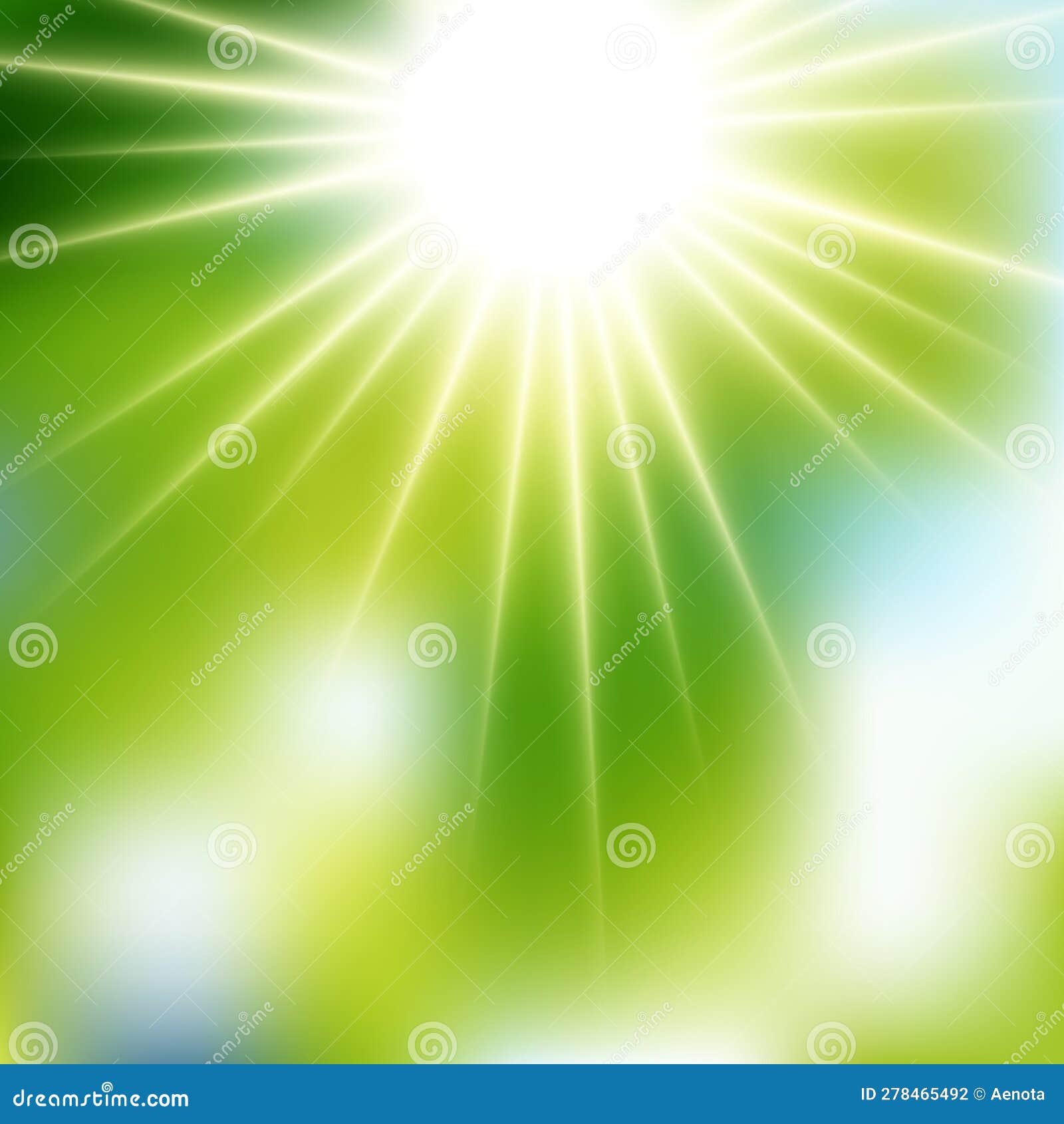 Summer Green Sunshine Soft Focus Burst Vector Blurred Radiant Sun Rays ...