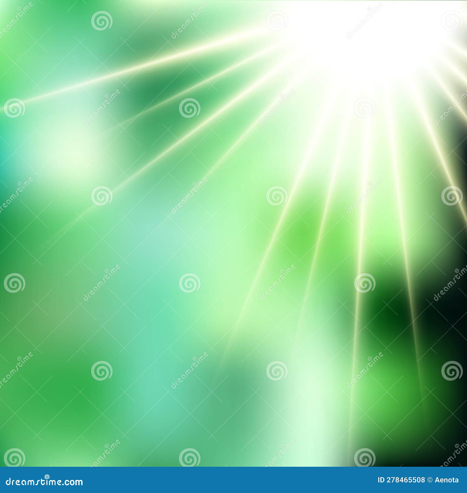 Summer Green Sunshine Soft Focus Burst Vector Blurred Radiant Sun Rays ...