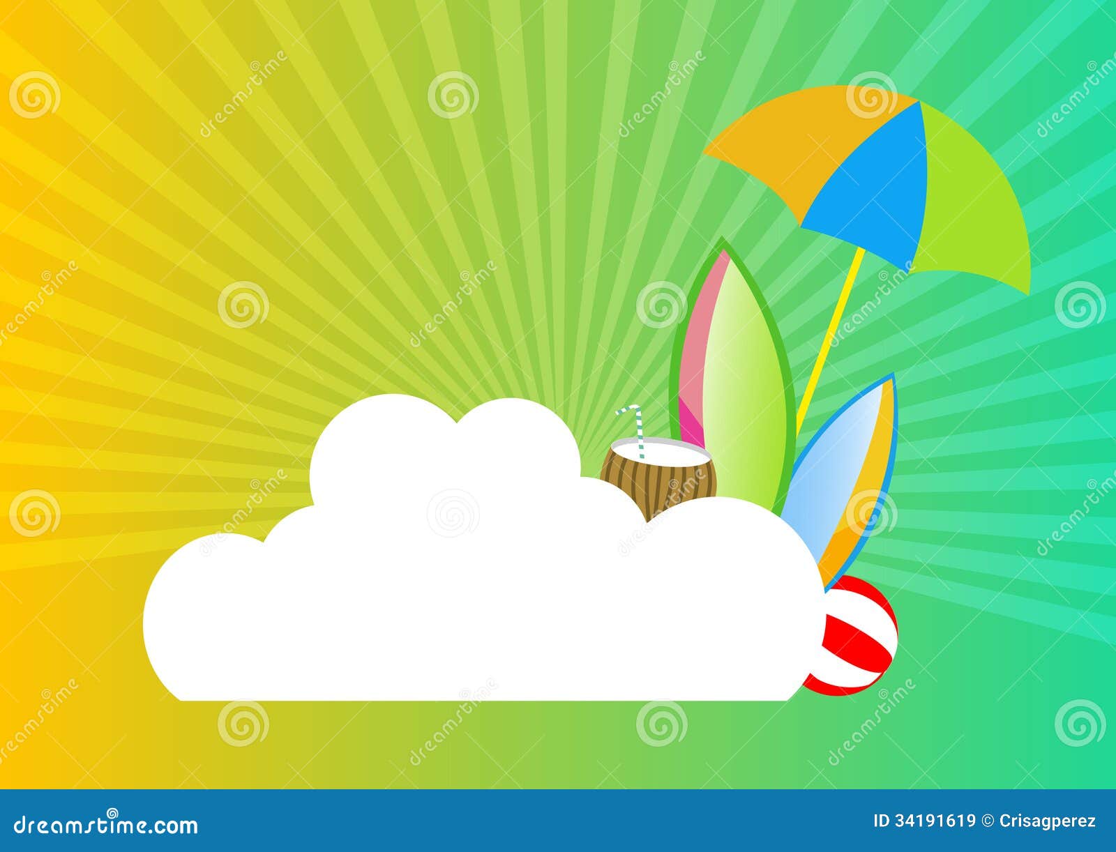 Summer greeting card stock illustration. Illustration of concept - 34191619