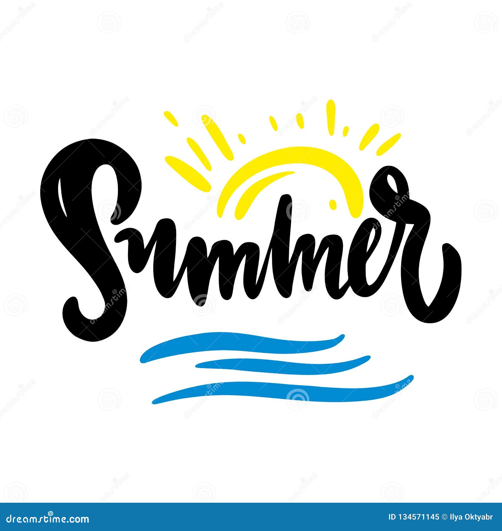 Summer Hand Drawn Vector Lettering. Modern Brush Calligraphy Stock ...