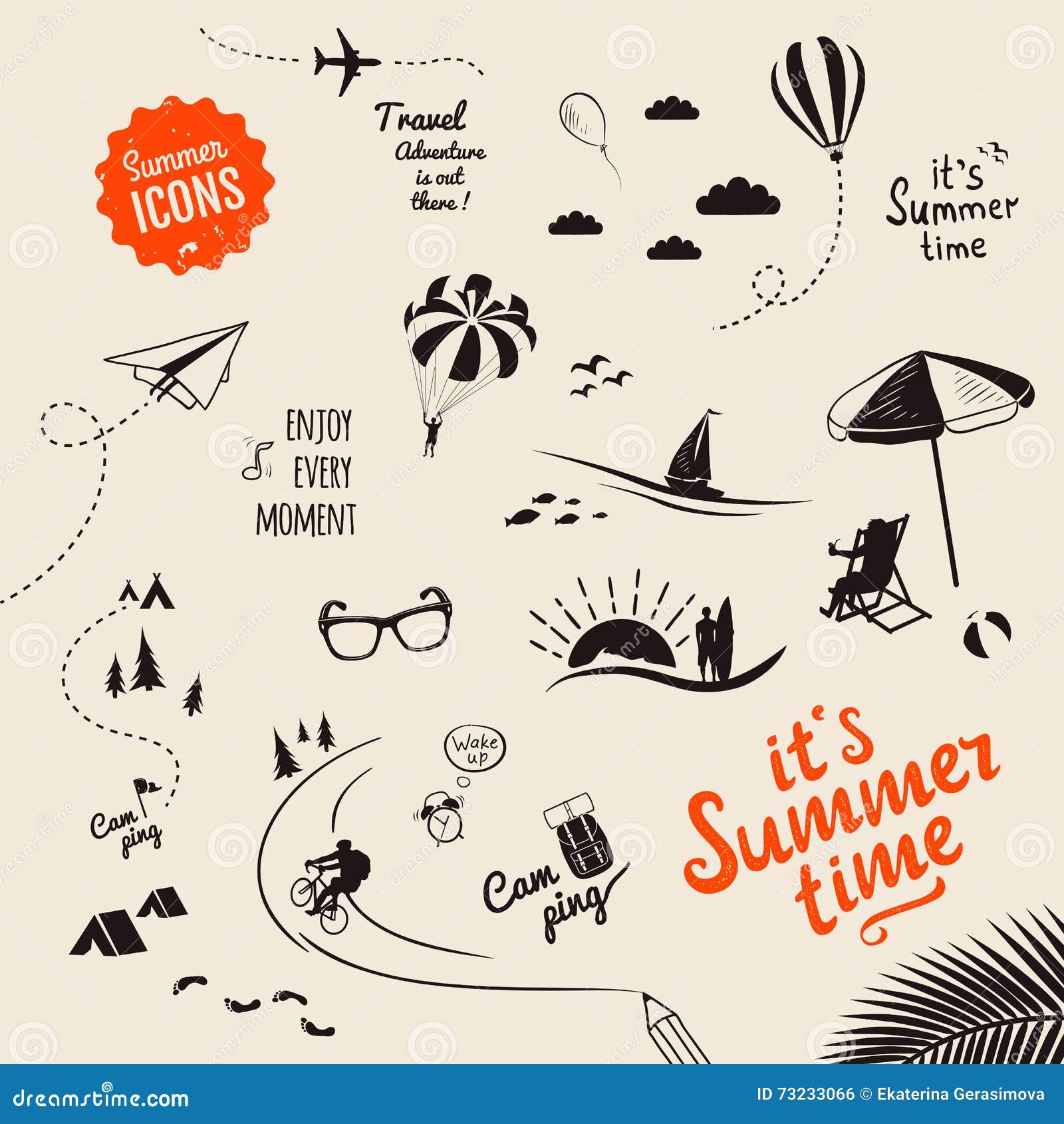 Summer Hand Drawn Vector Symbols and Objects Stock Vector ...