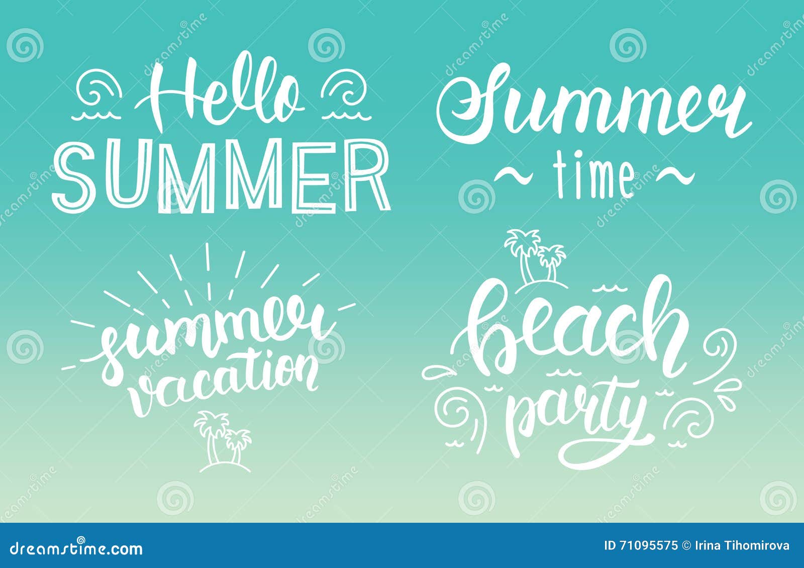 Summer Hand Lettering Set. Summer Logos and Emblems Stock Vector ...