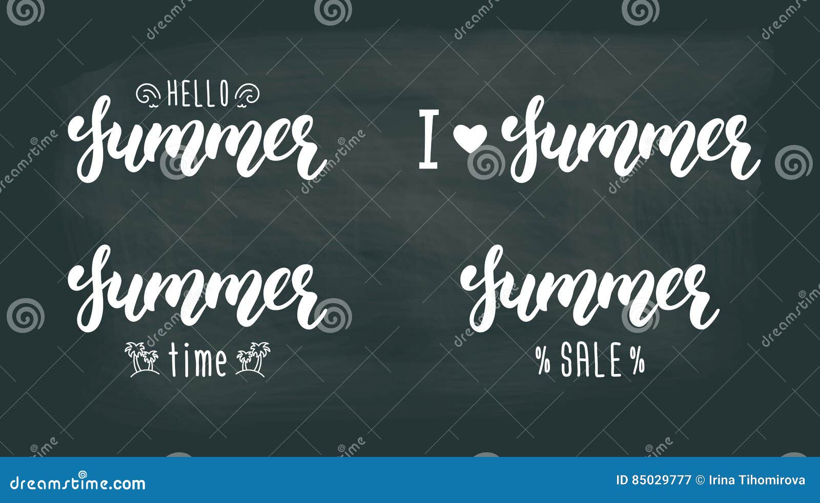 Summer Hand Lettering Set. Summer Typographic and Calligraphic Set ...