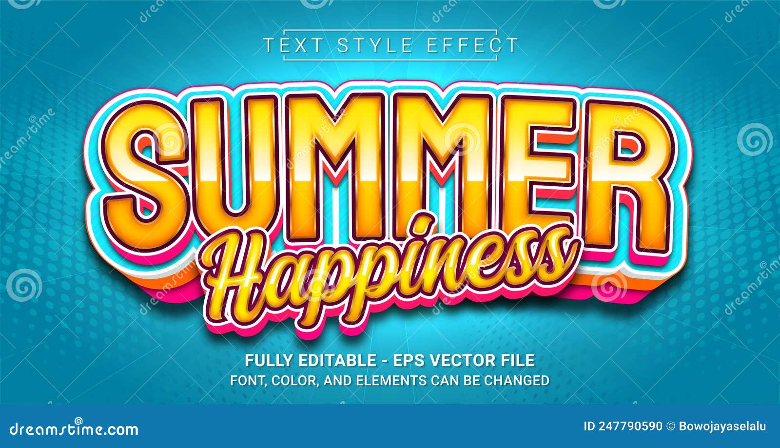 Summer Happiness Text Style Effect. Editable Graphic Text Template Stock Vector - Illustration ...
