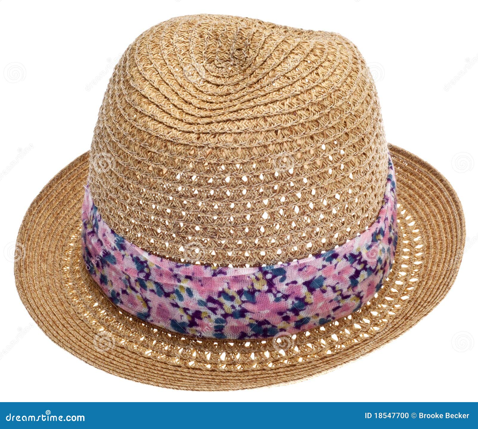 Summer Hat with Floral Ribbon Stock Photo - Image of fashion, ribbon ...