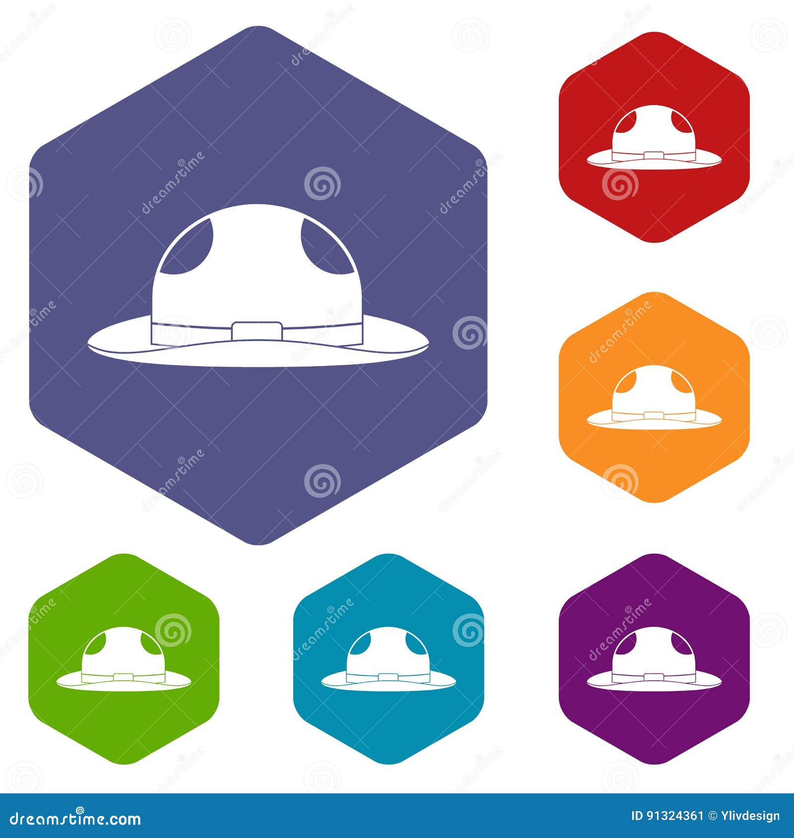 Summer Hat Icons Set Hexagon Stock Vector - Illustration of fashion ...