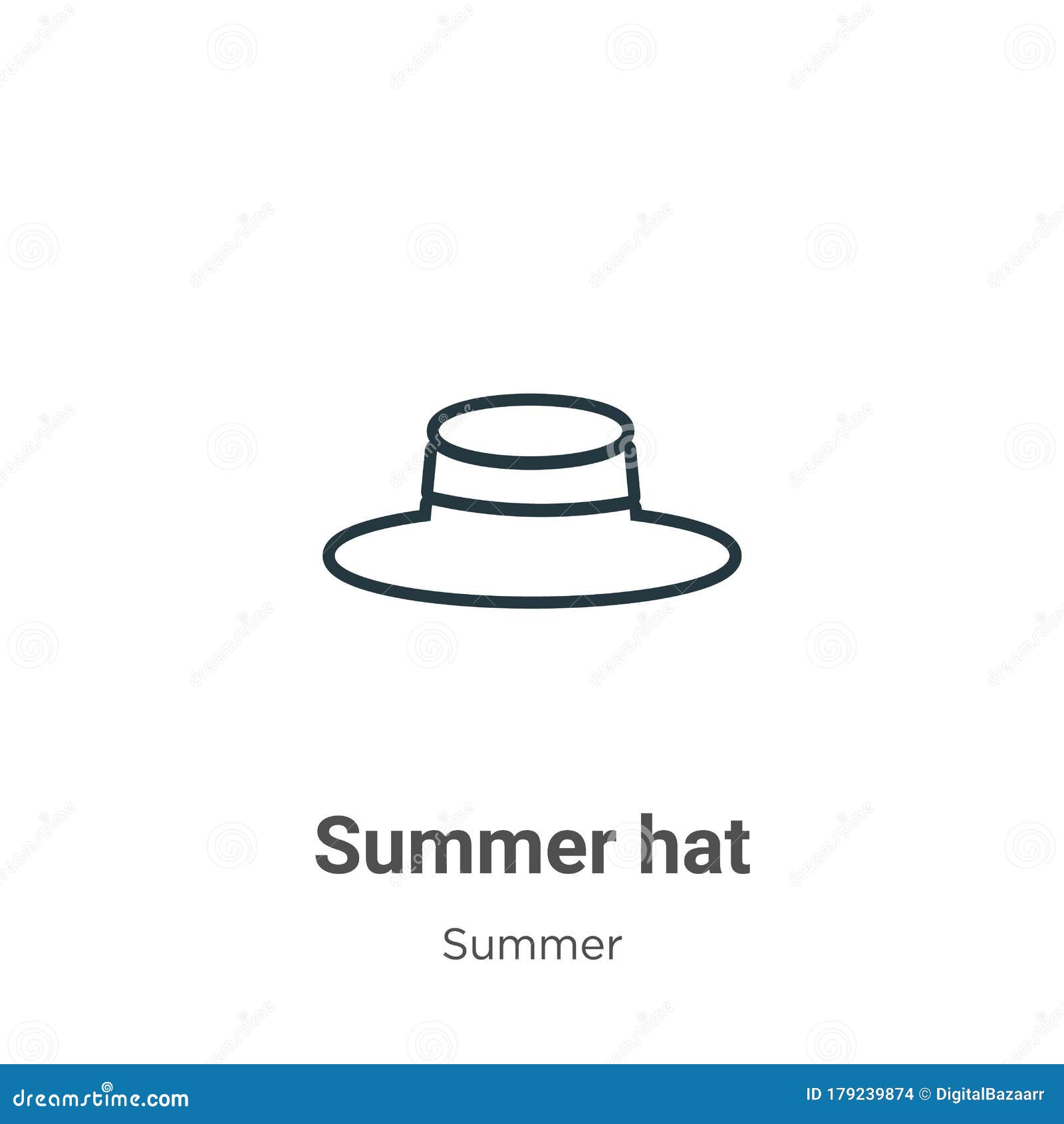 Summer Hat Outline Vector Icon. Thin Line Black Summer Hat Icon, Flat ...
