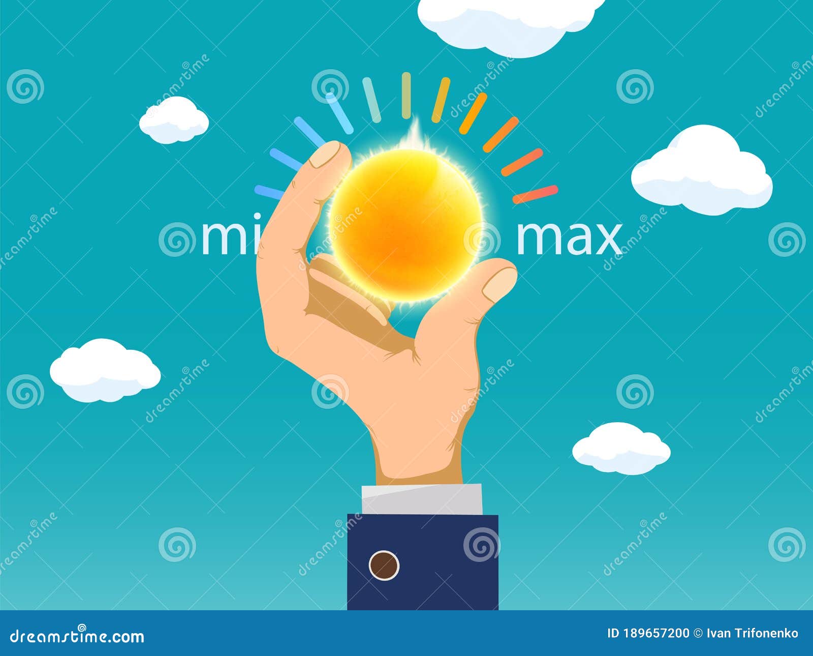 Summer Heat. Hand Rotates the Temperature Control Thermostat Stock ...