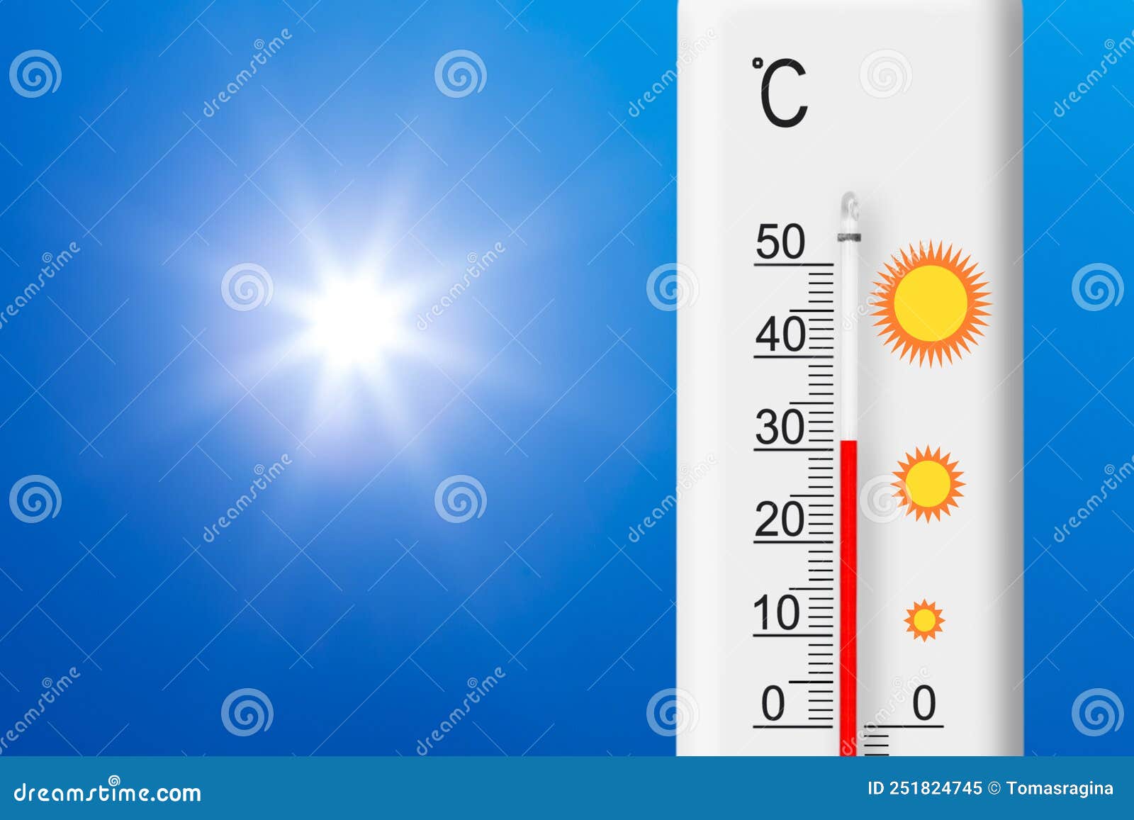 Summer Heat. Thermometer Shows Plus 31 Degrees . Stock Image - Image of ...