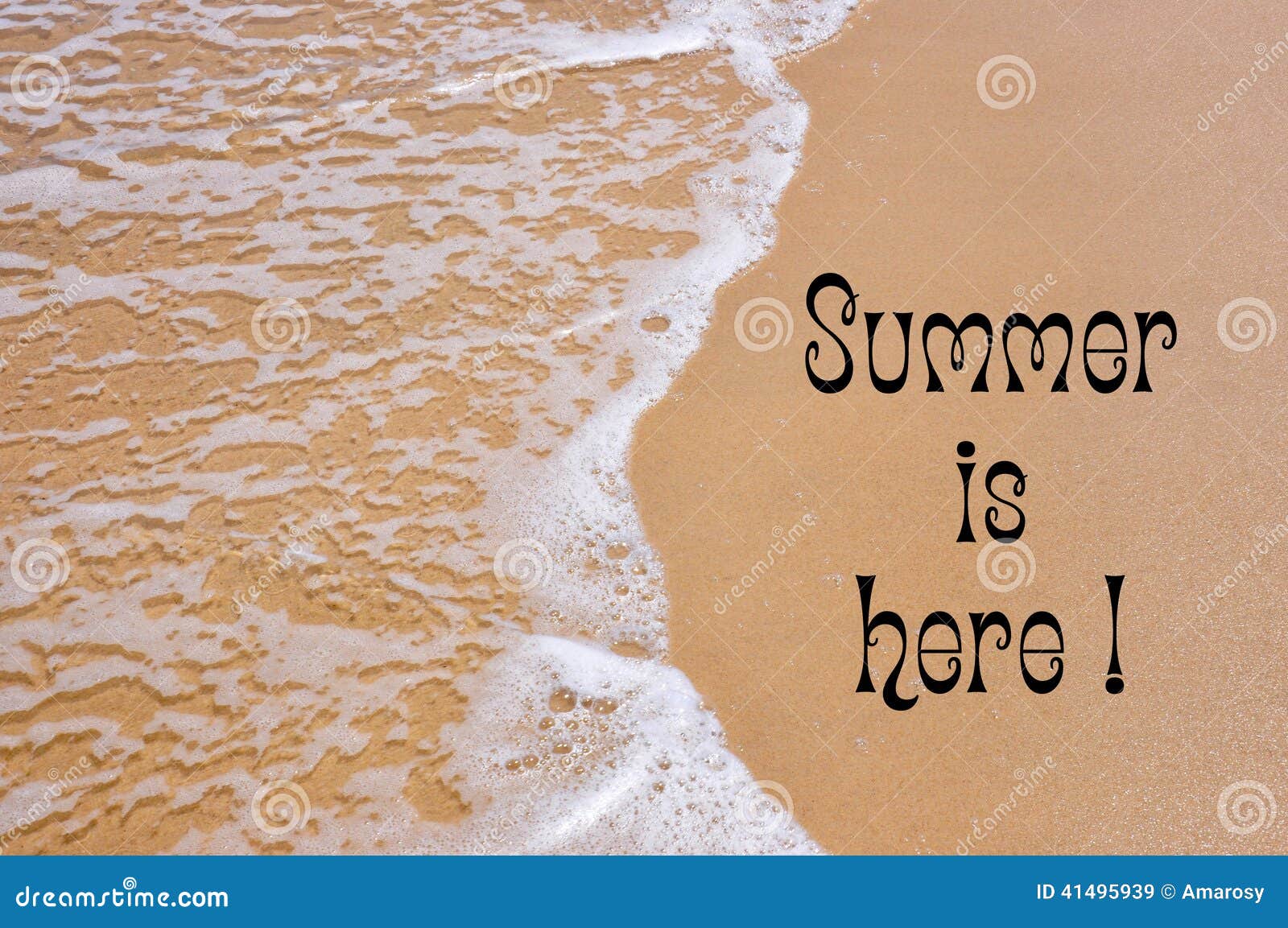 Summer is Here Writing on Sandy Beach Stock Image - Image of shallows ...