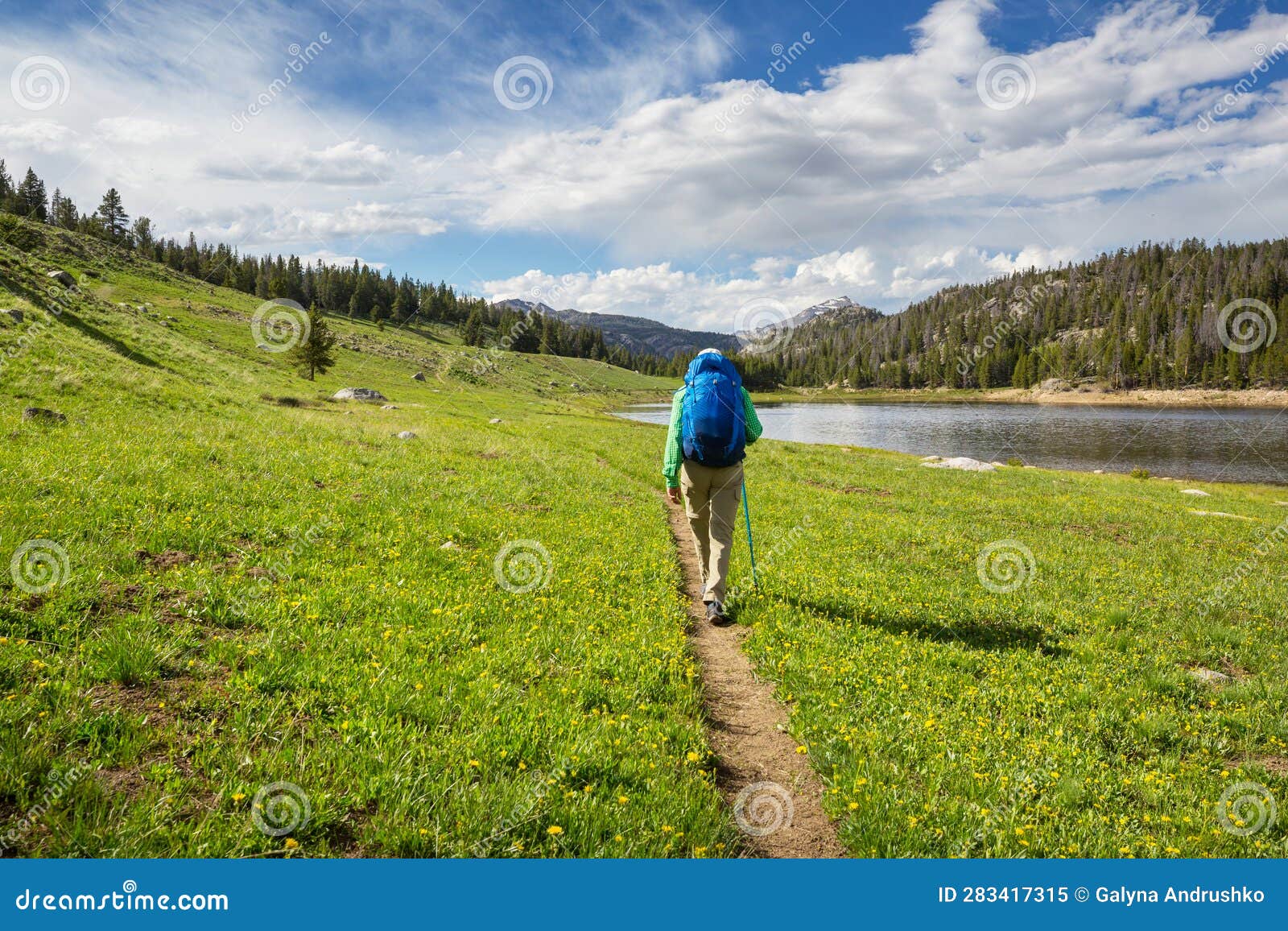 Summer hike stock image. Image of mountains, view, backpacker - 283417315