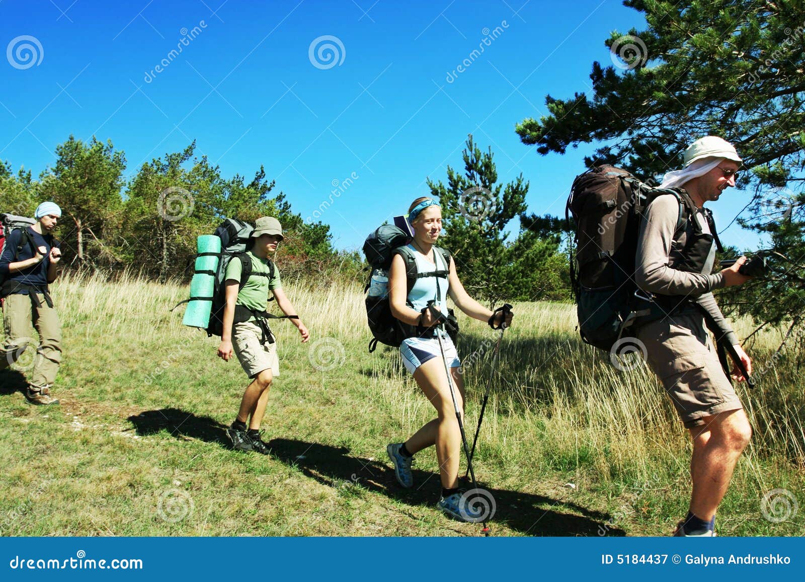 Summer hike stock image. Image of backpacker, farmland - 5184437