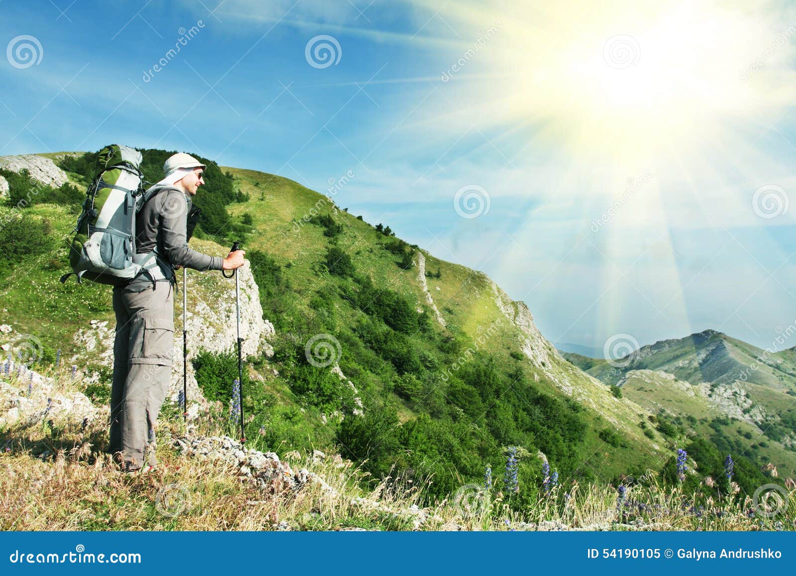 Summer hike stock image. Image of travel, hiker, grass - 54190105