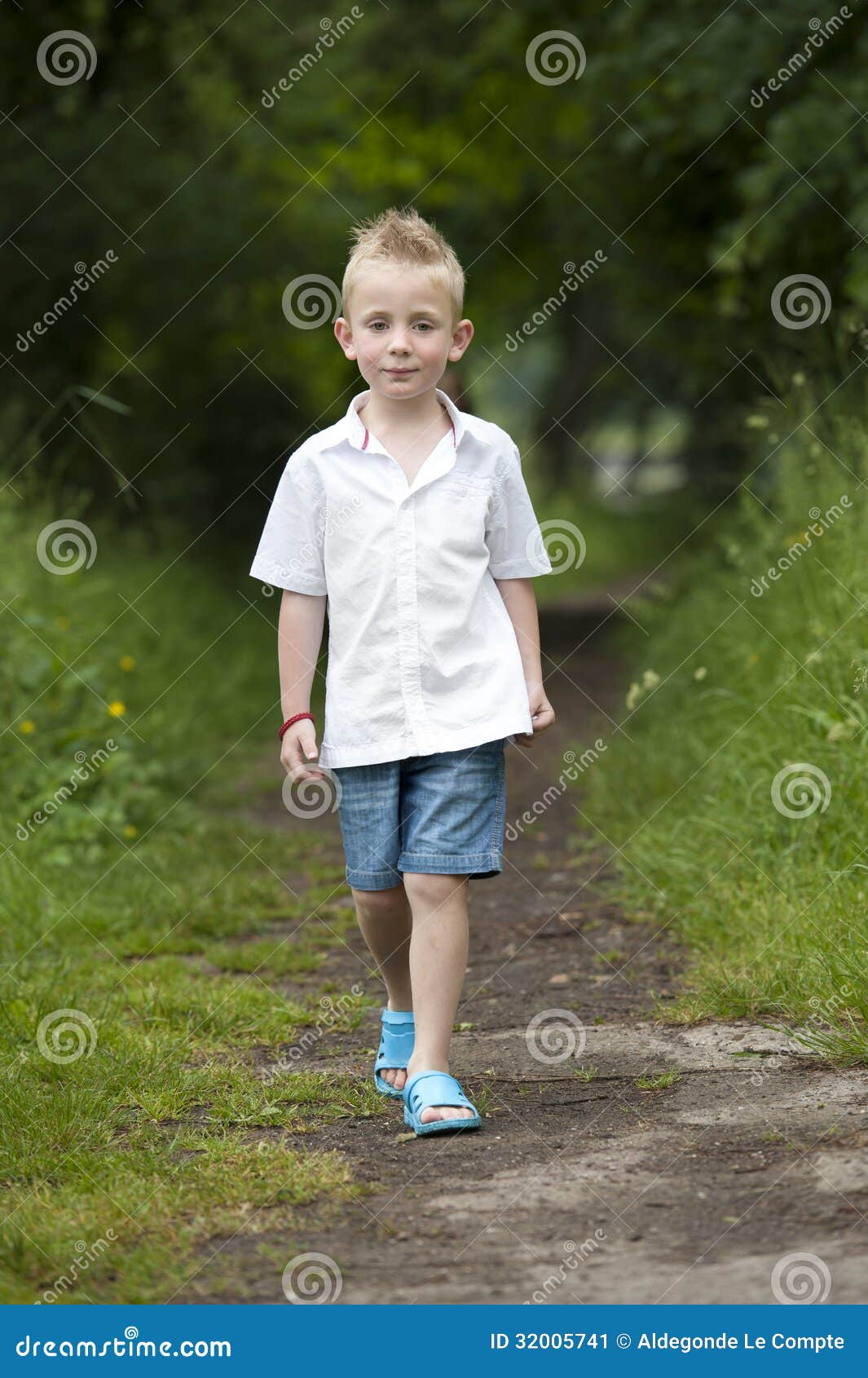 Summer Hlidays: Little Boy in the Wood Stock Image - Image of green ...