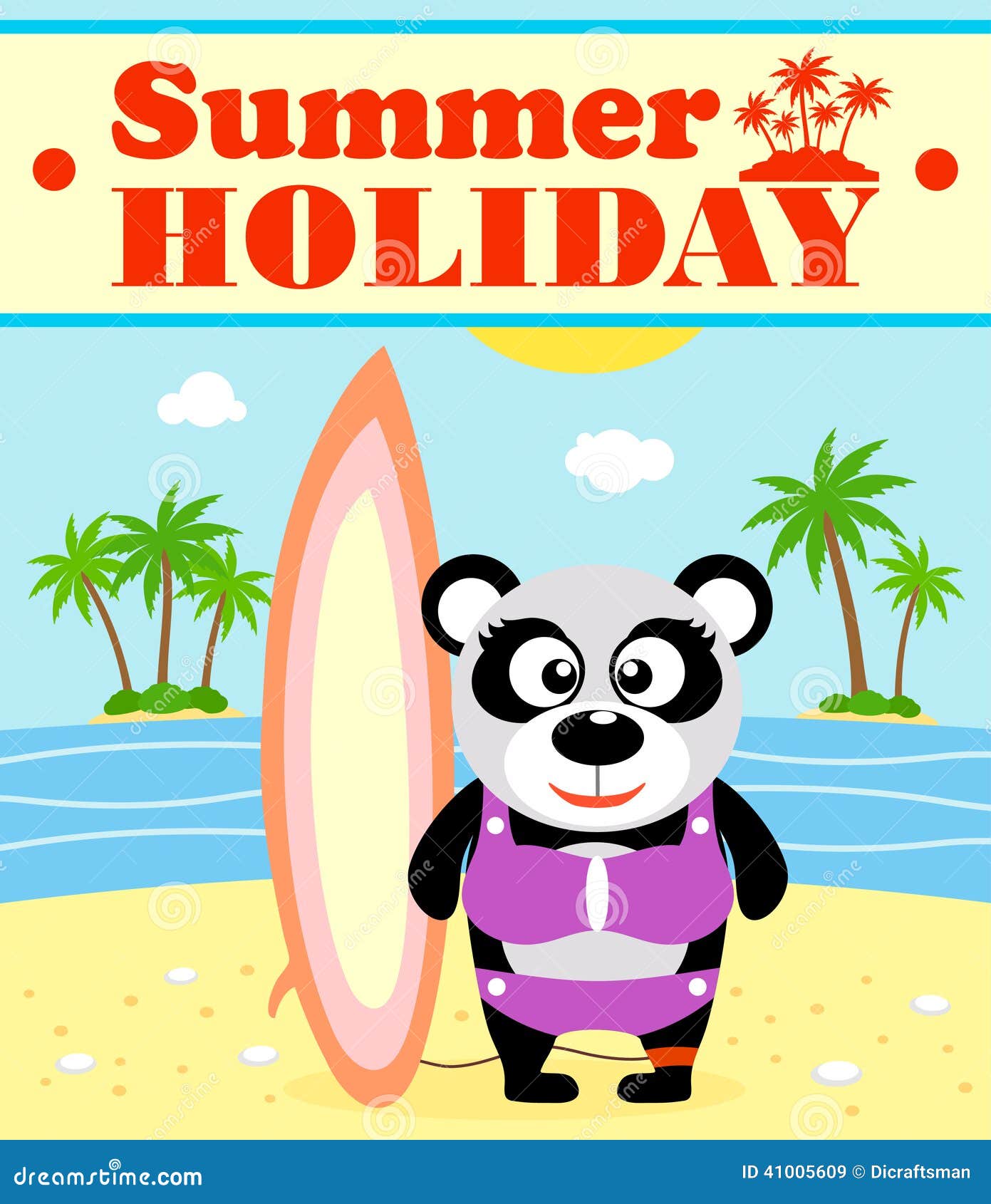 Summer Holiday Background with Panda Stock Vector - Illustration of ...