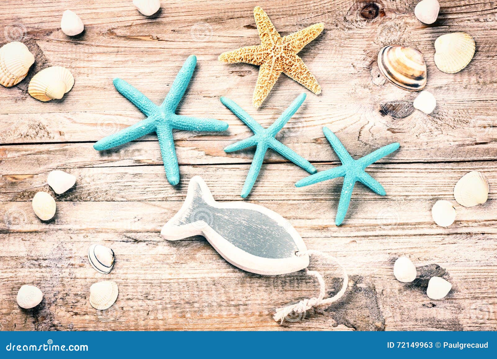 Summer Holiday Background with Seashells and Decorative Fish Stock ...