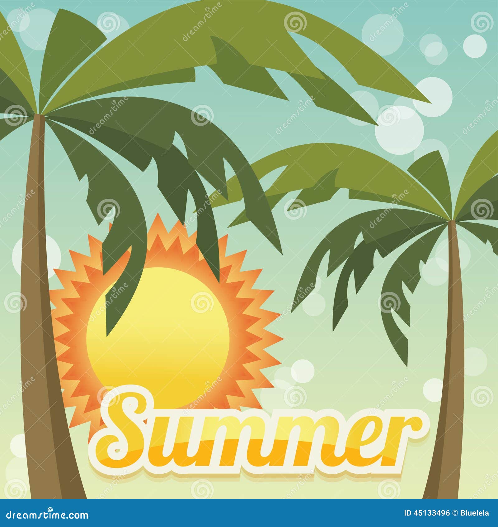Summer Holiday Card with Palm Trees and Flip Flops, Vector Stock Vector ...