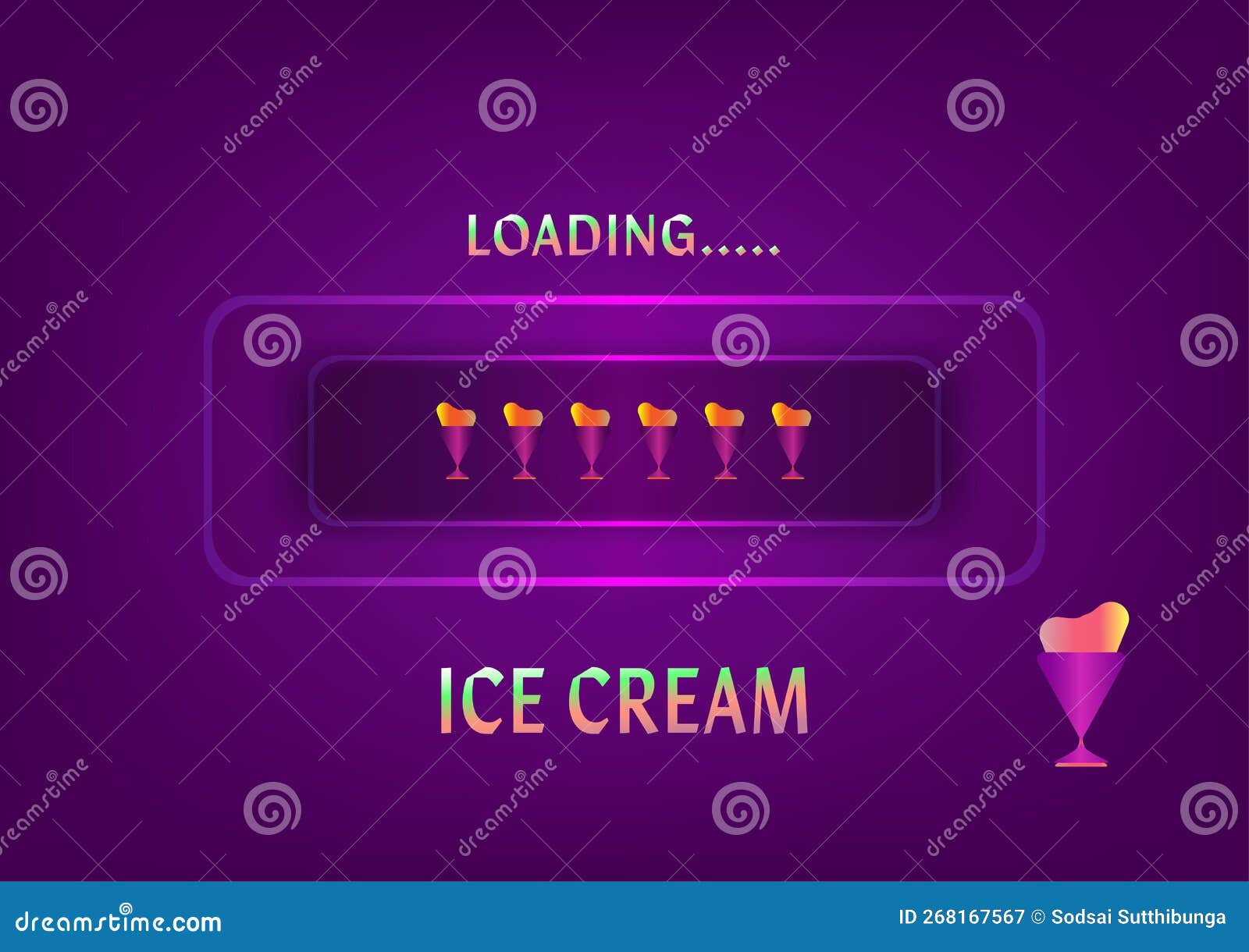 Summer Holiday Ice Cream Loading Digital Status Communication Progress ...