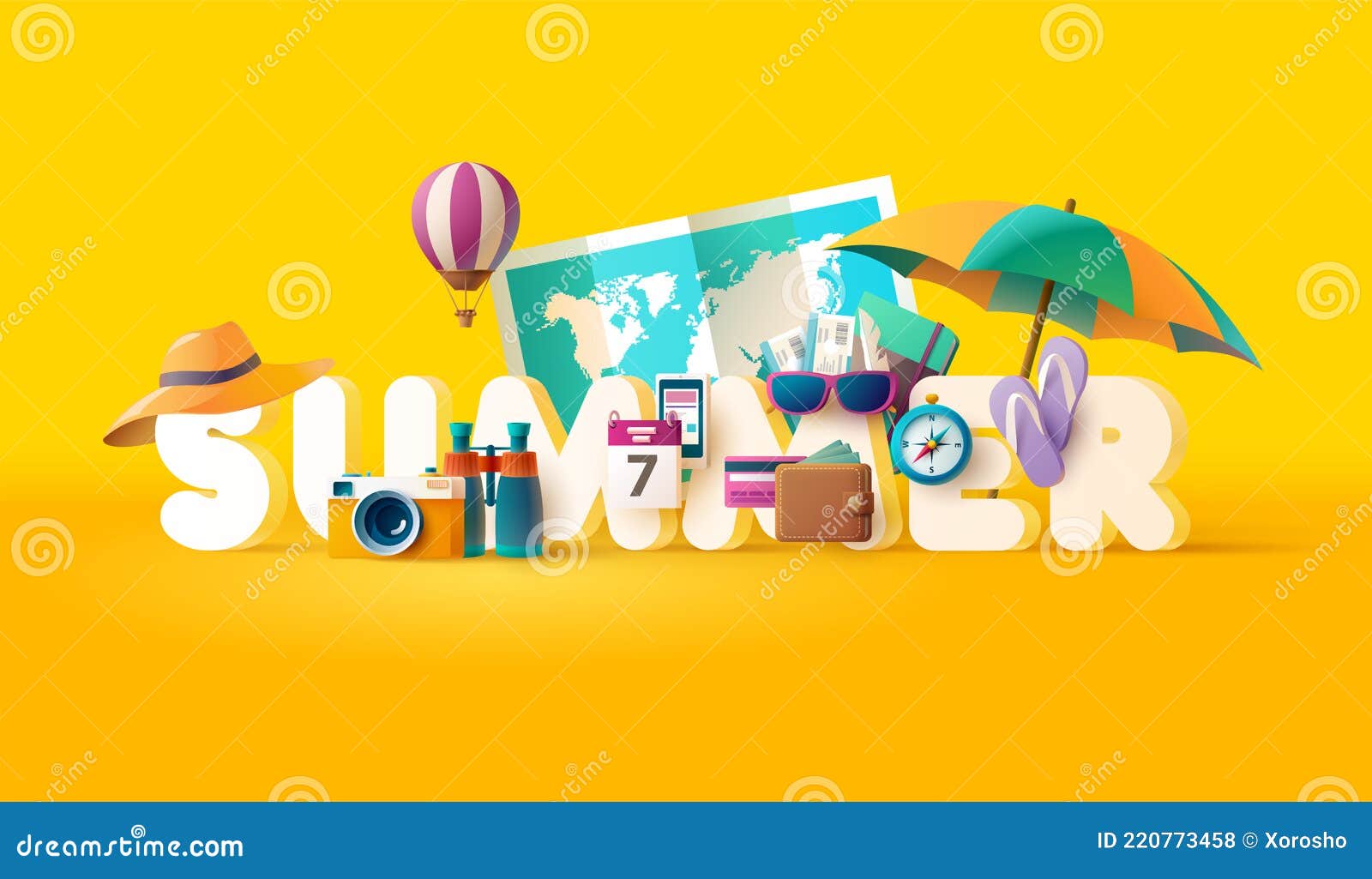 Summer Holiday Lettering Design Stock Vector - Illustration of leisure ...