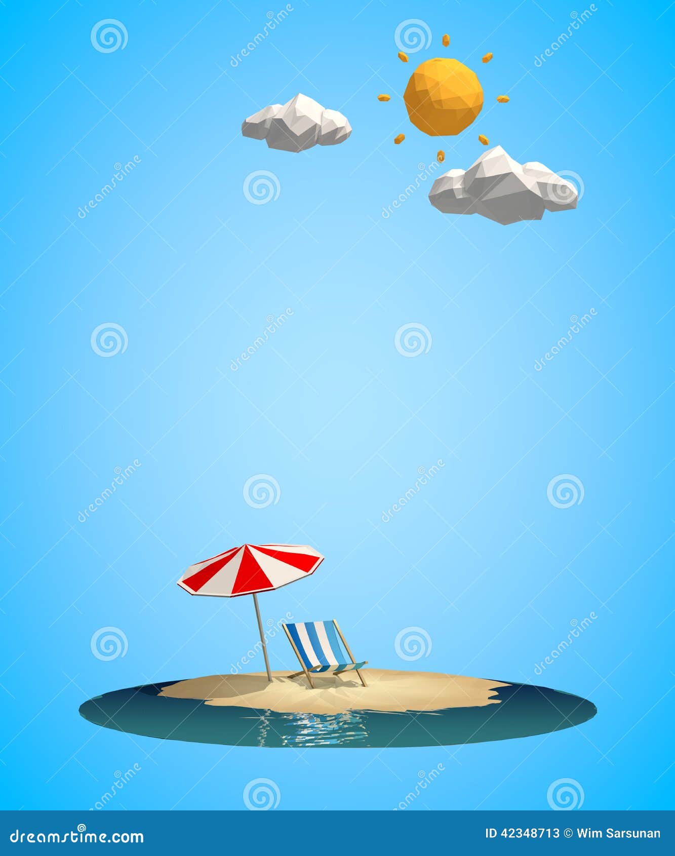 Summer Holiday with Low Poly Style Stock Illustration - Illustration of ...