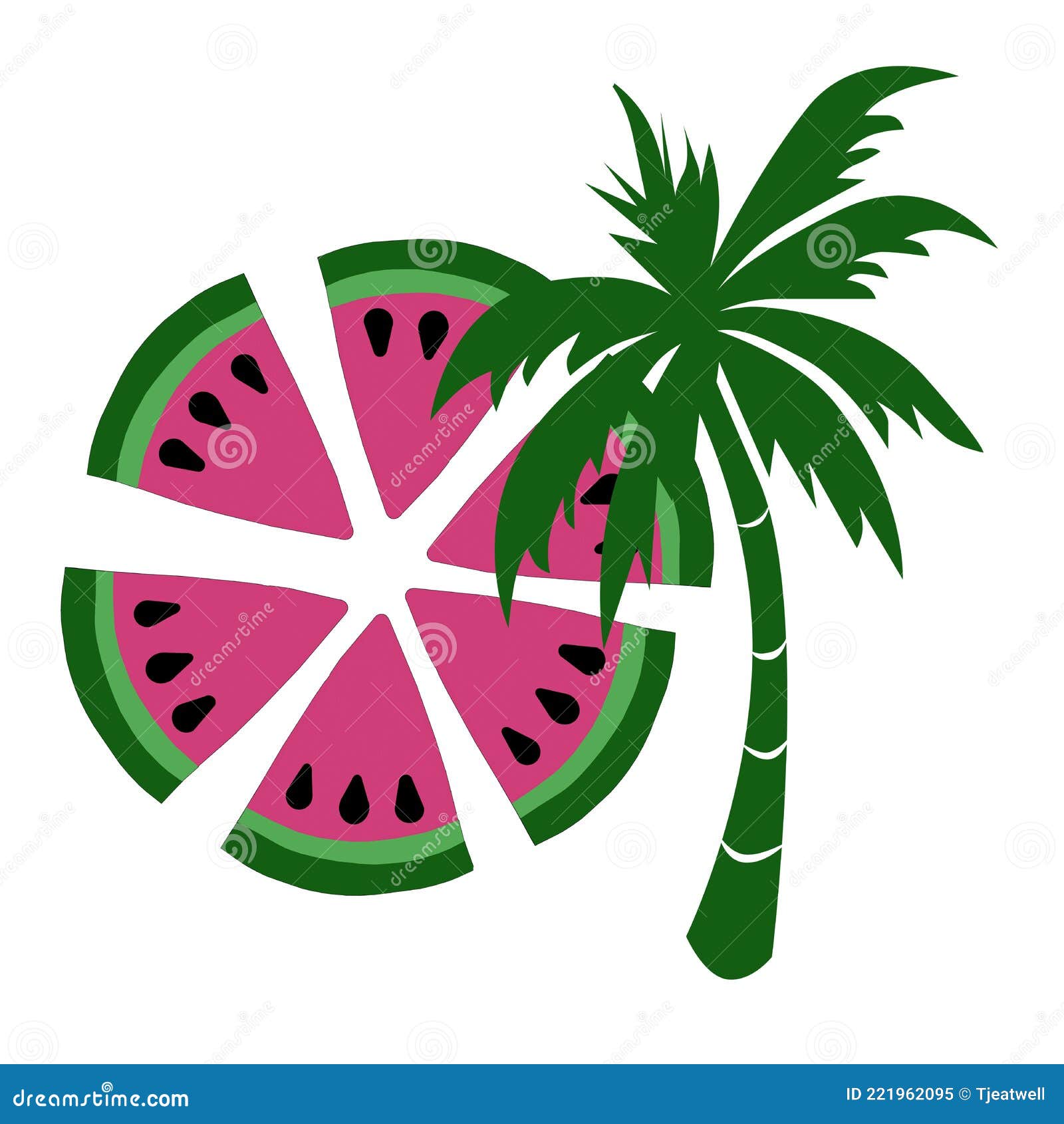 Summer Holiday Palm Tree and Watermelon Stock Image - Illustration of ...