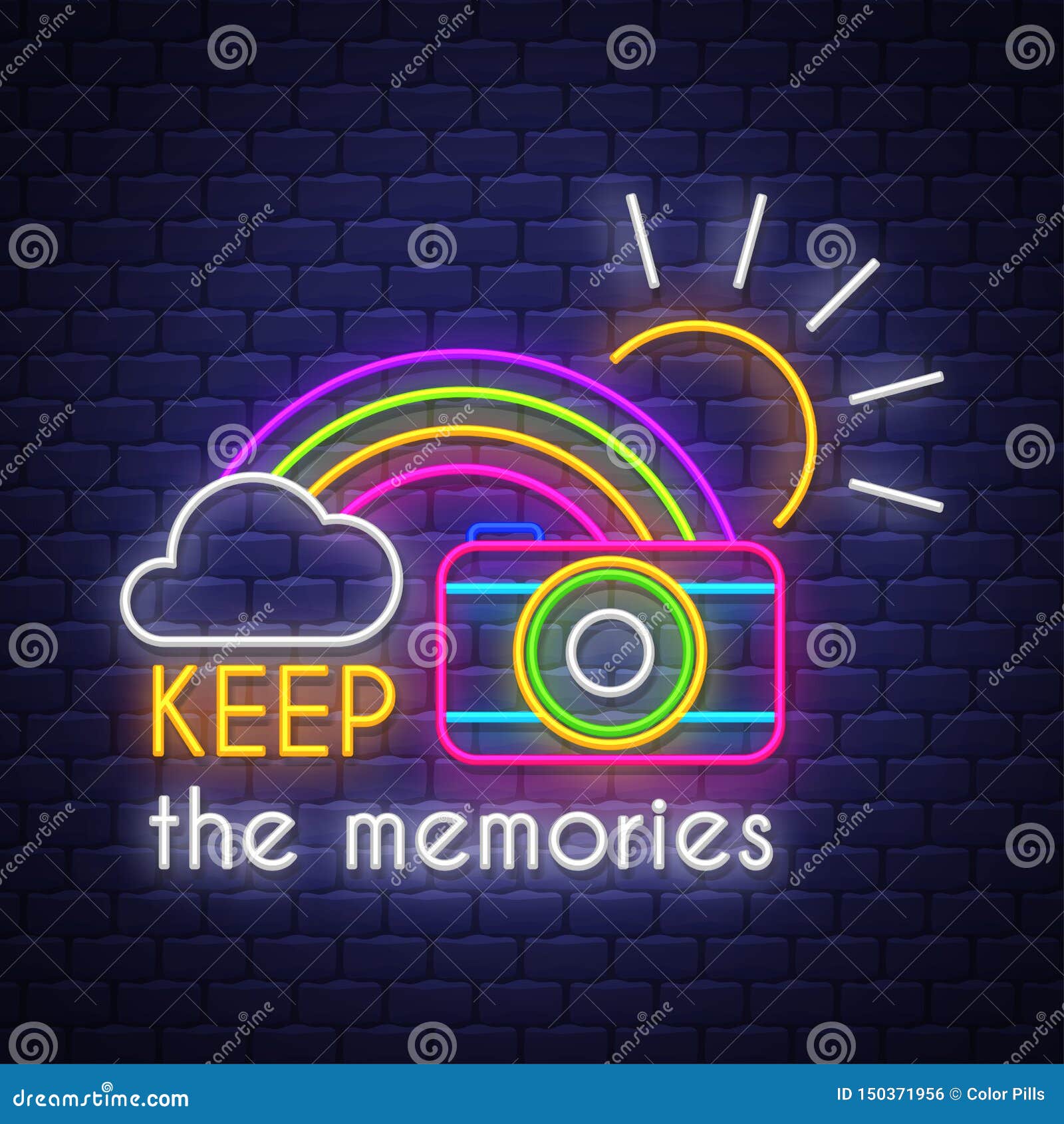 Keep the Memories. Neon Sign Lettering Stock Vector - Illustration of ...