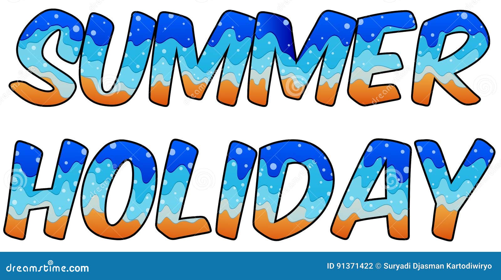 Summer Holiday Text with Water and Sand Concepts Stock Vector ...
