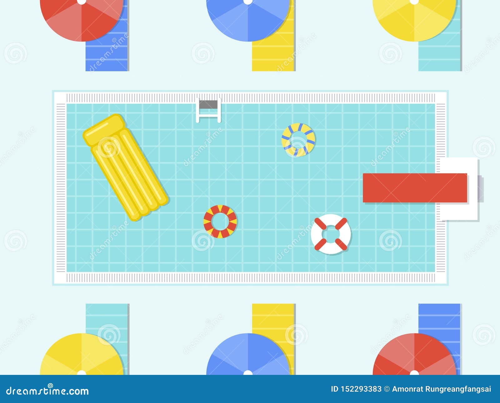 Summer Holiday, Top View Swimming Pool Vector Stock Vector ...