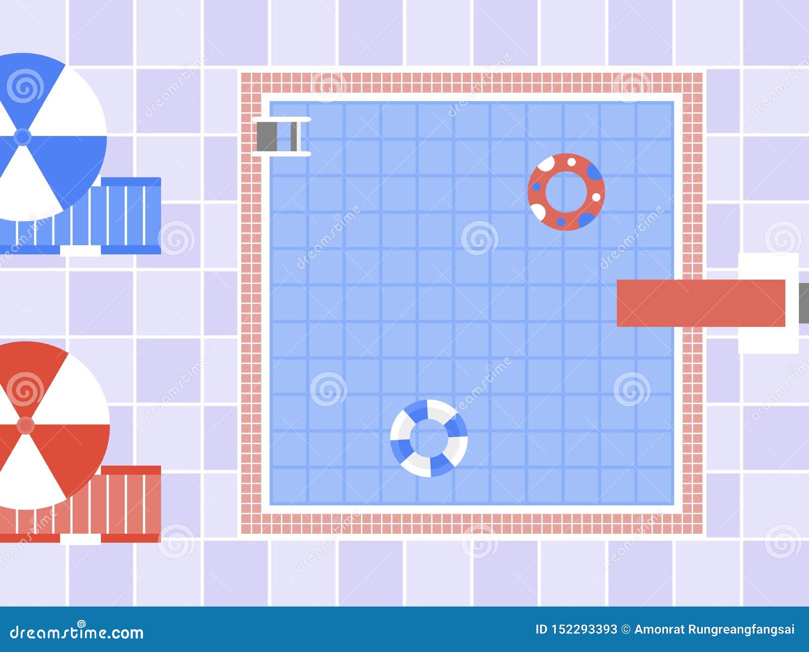 Summer Holiday, Top View Swimming Pool Vector Stock Vector ...