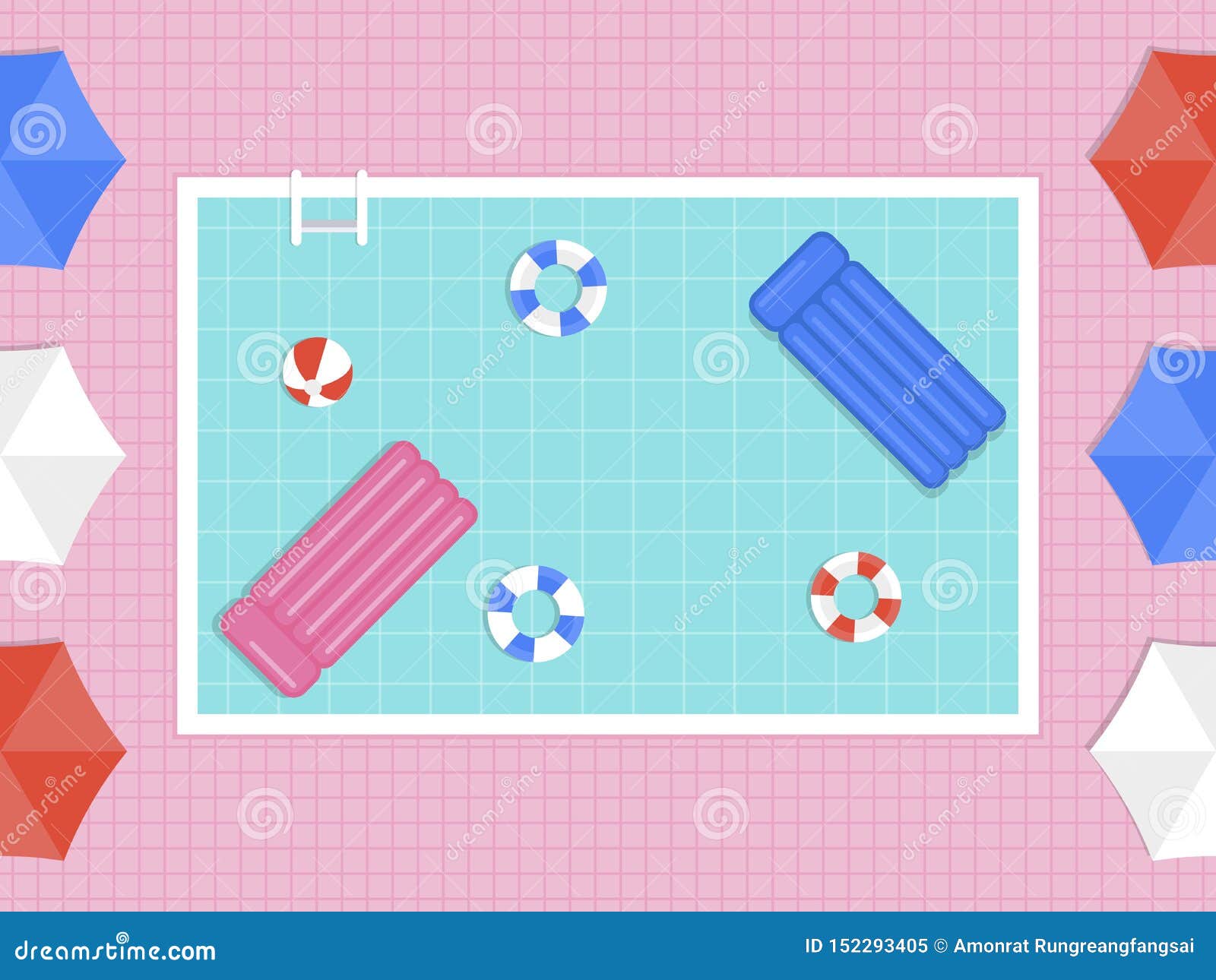 Summer Holiday, Top View Swimming Pool Vector Stock Vector ...