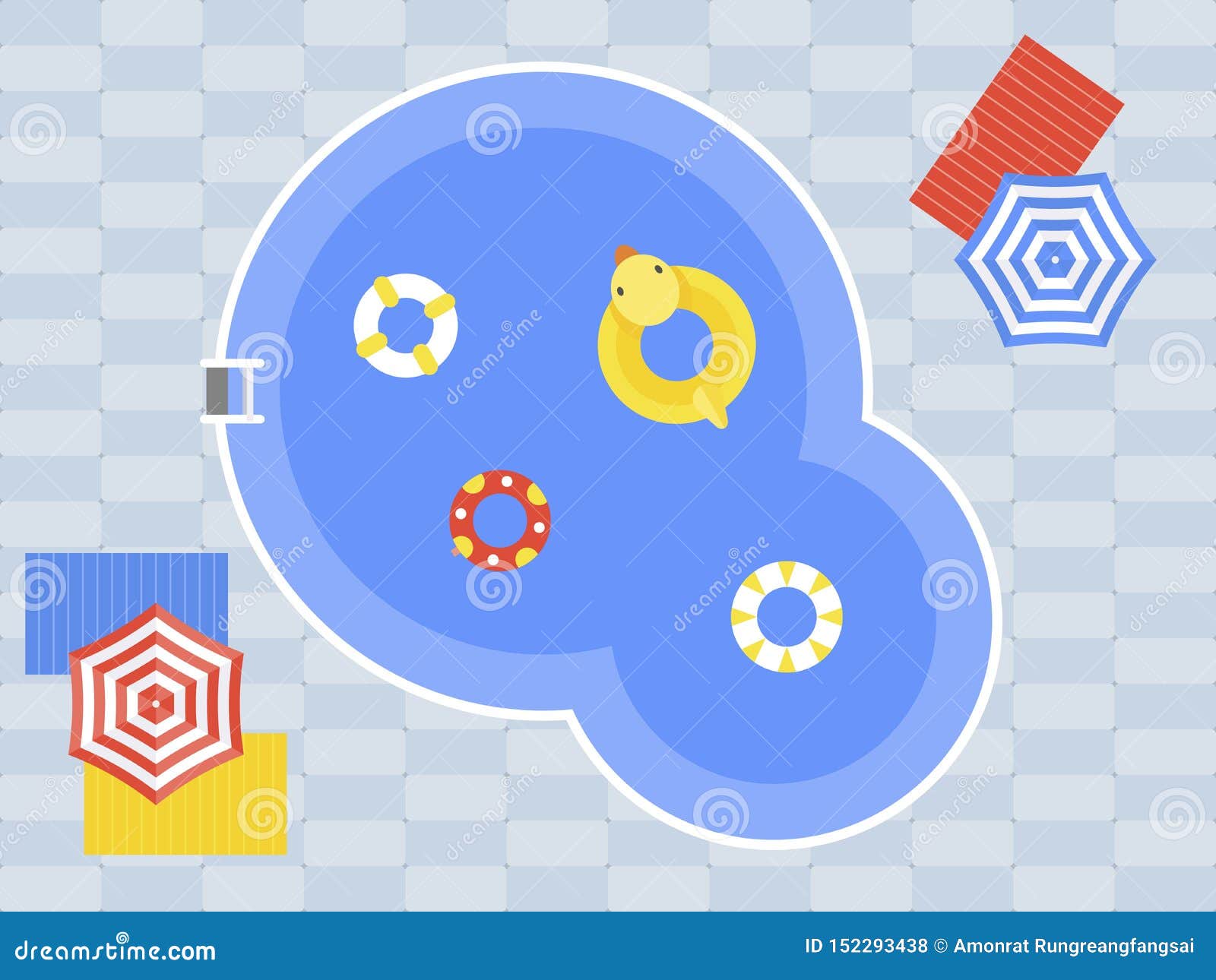 Summer Holiday, Top View Swimming Pool Vector Stock Vector ...